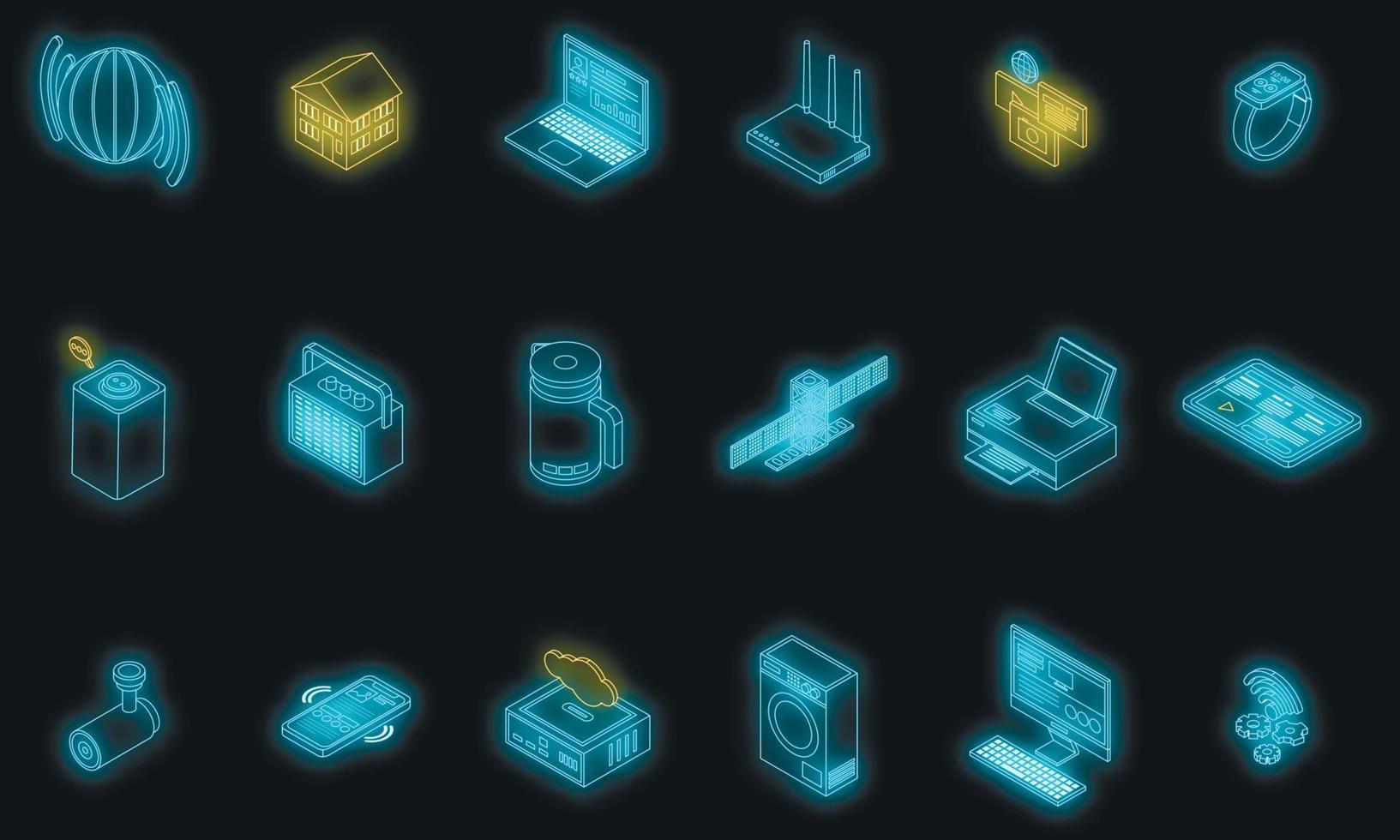 Internet Connection Icons Set Vector Neon 12322205 Vector Art At Vecteezy