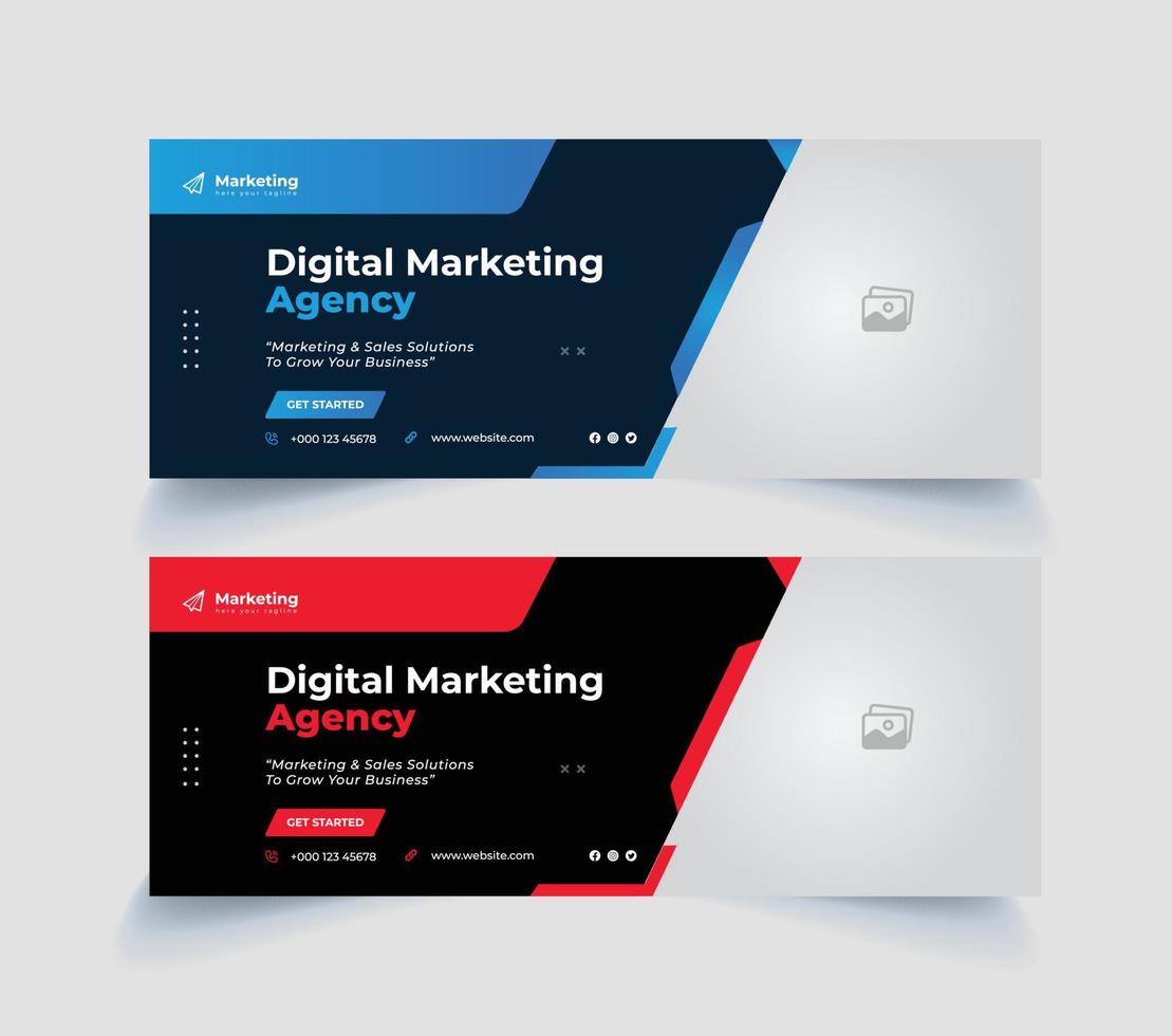 Digital Marketing Facebook Cover Page Design 12322905 Vector Art at ...