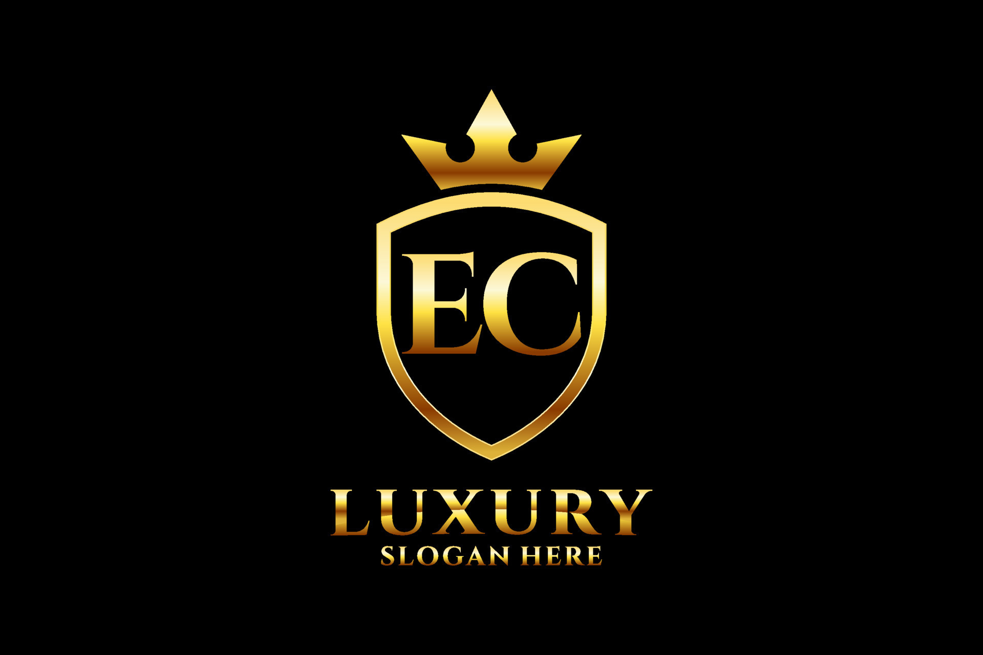 initial EC elegant luxury monogram logo or badge template with scrolls and royal crown - perfect ...