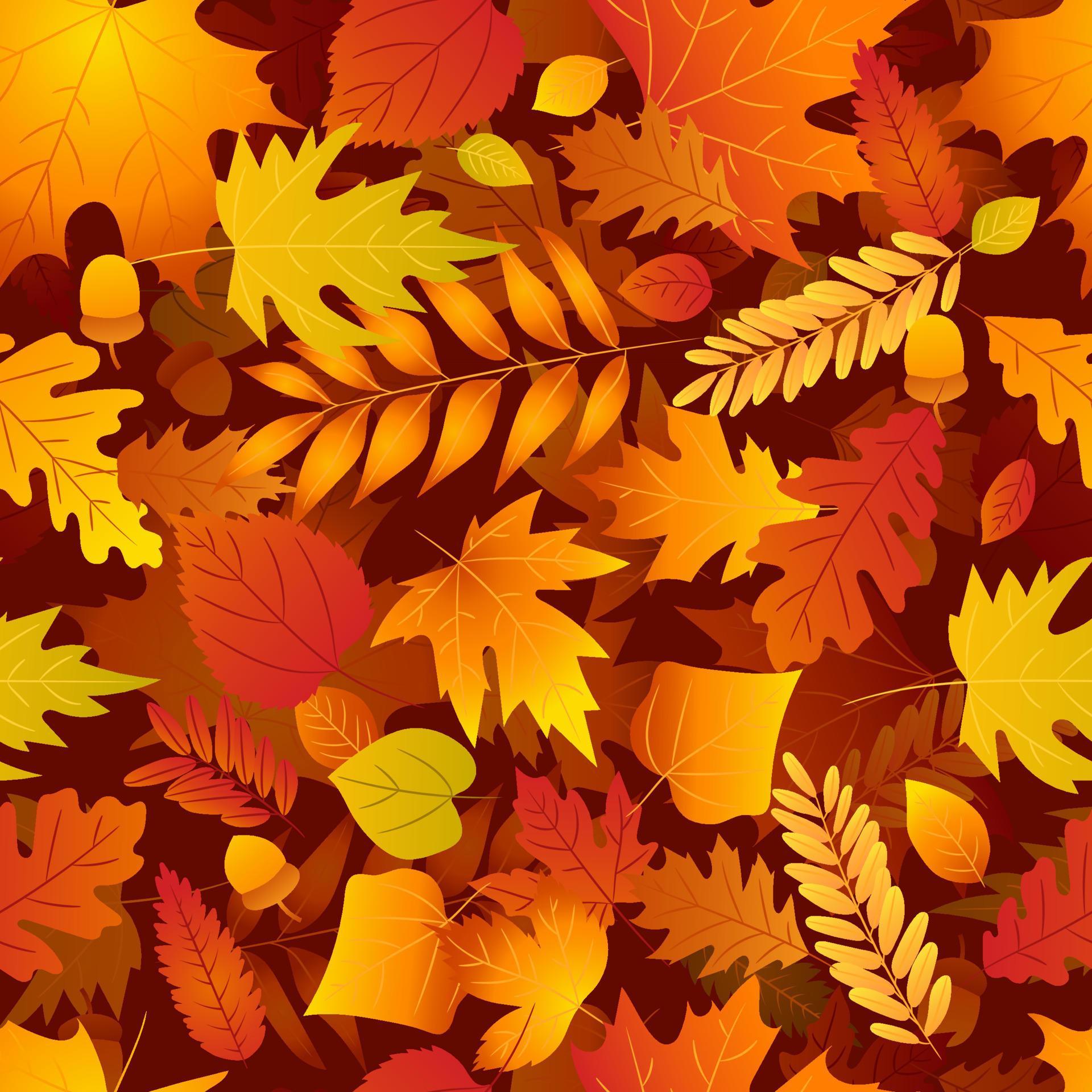 3d realistic autumn leaves oak, birch, maple. Seamless pattern ...
