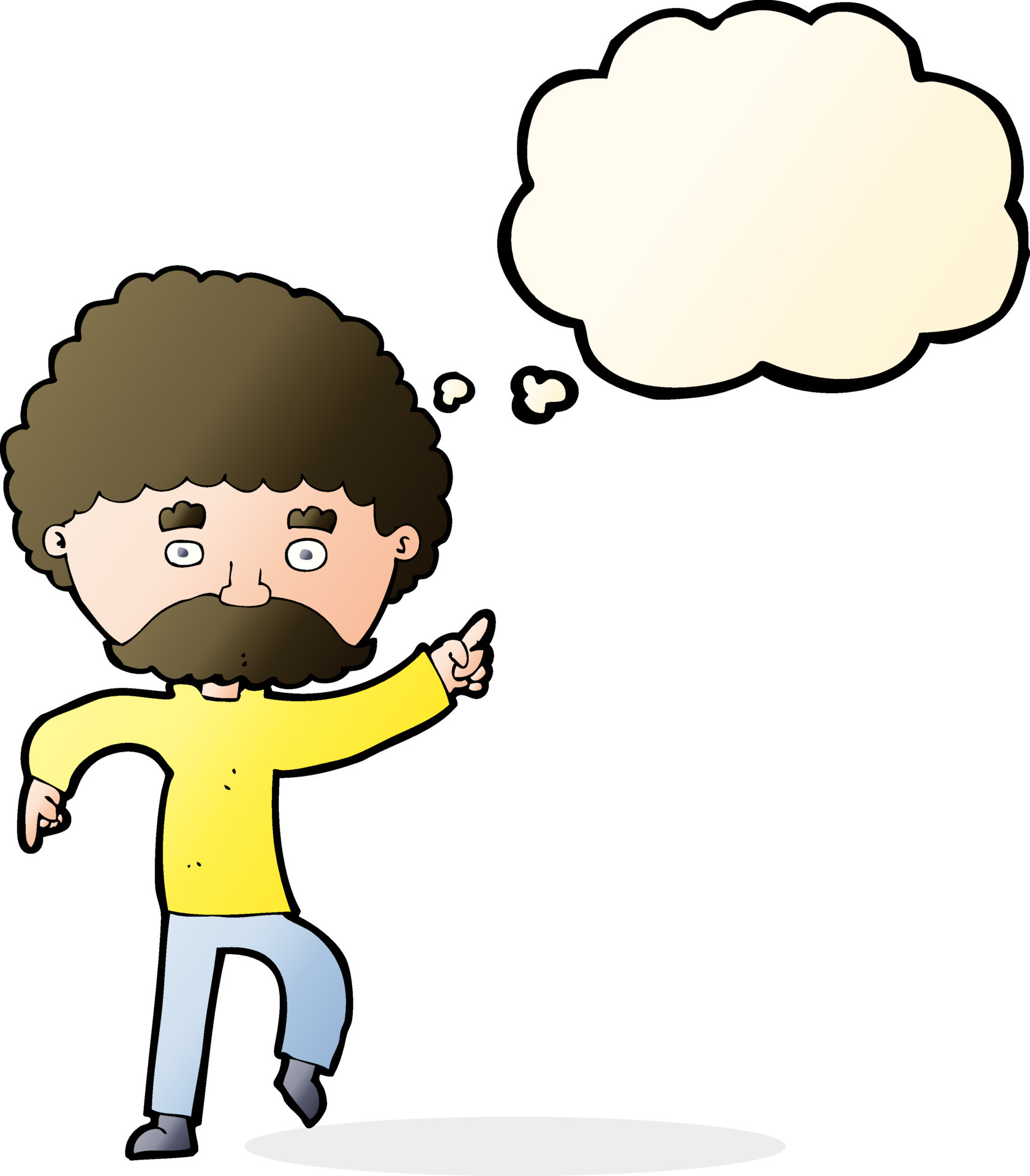 Cartoon Seventies Style Man Disco Dancing With Thought Bubble 12330667