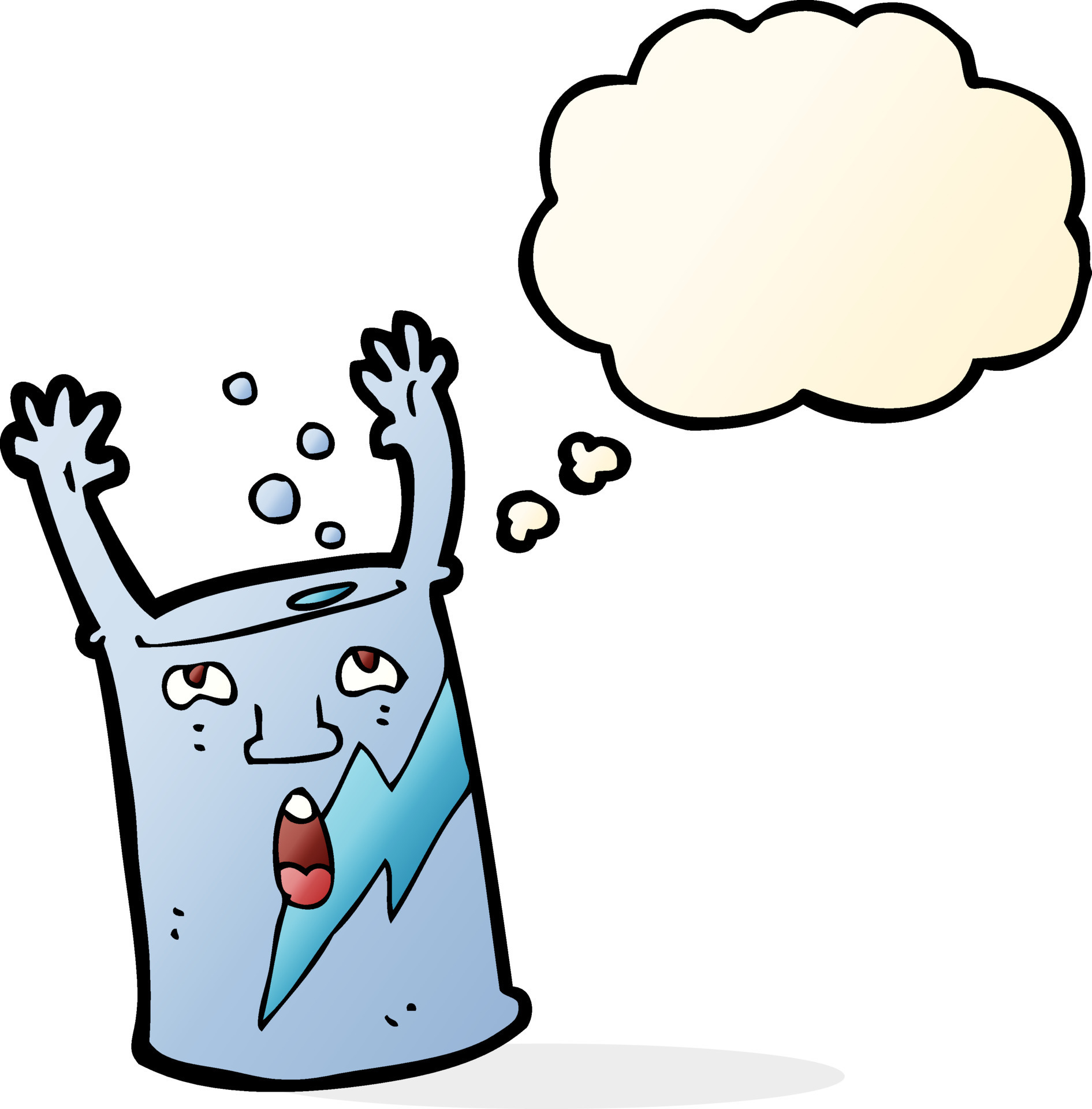 personaje de lata de refresco de dibujos animados con burbujas de ...