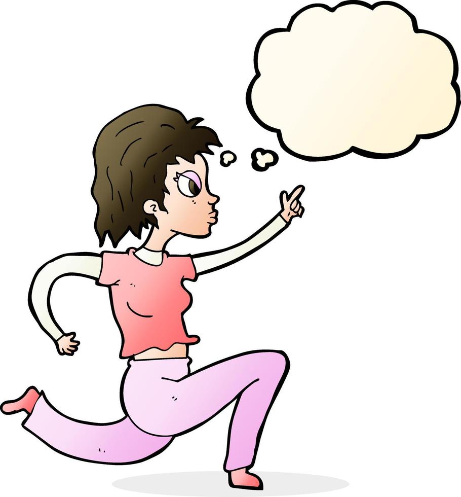 cartoon woman running and pointing with thought bubble 12331651 Vector ...