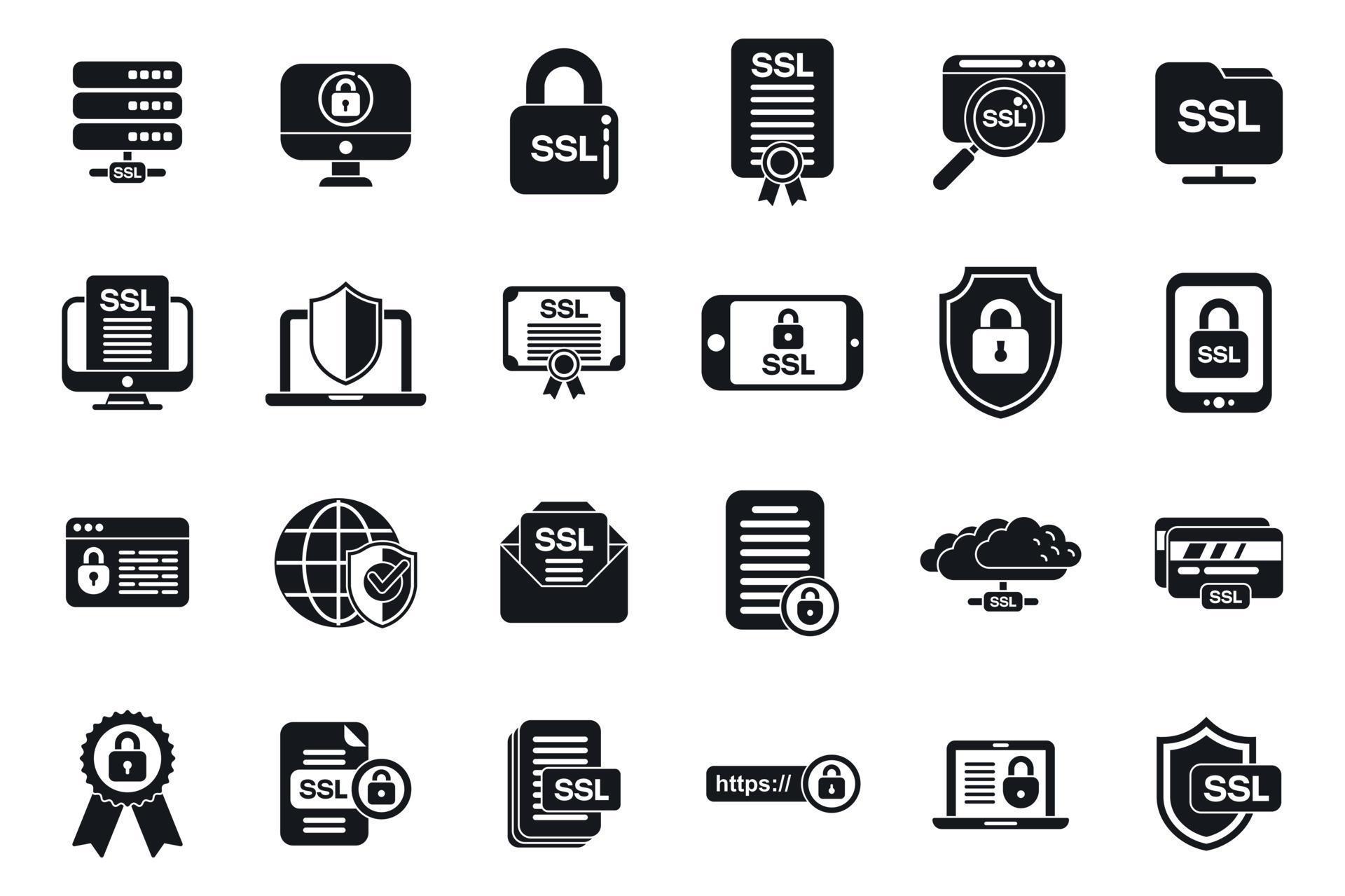 Ssl Certificate Icons Set Simple Vector Ssl Security 12331711 Vector Art At Vecteezy