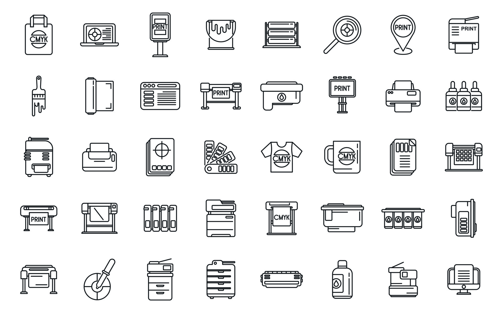 Digital printing icons set outline vector. Computer printer 12332104 Vector Art at Vecteezy