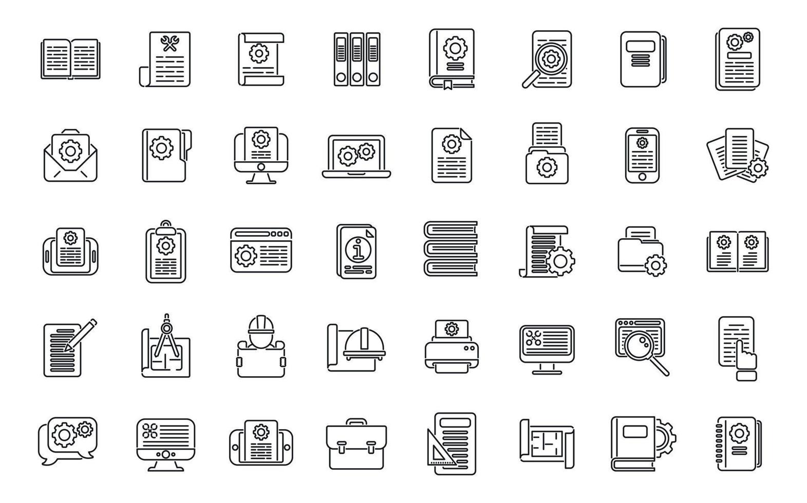 Technical document icons set outline vector. Building manual 12332107 Vector Art at Vecteezy