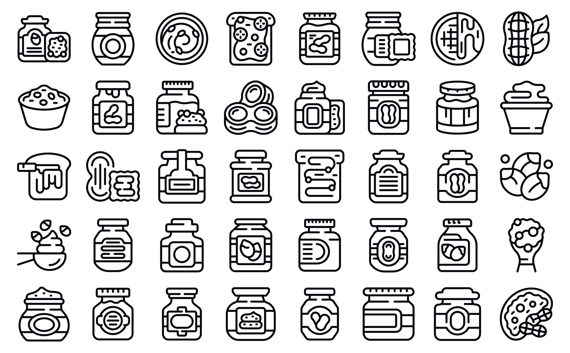 Peanut butter icons set outline vector. Nut allergy 12332380 Vector Art ... Peanut butter icons set outline vector. Nut allergy 12332380 Vector Art ...