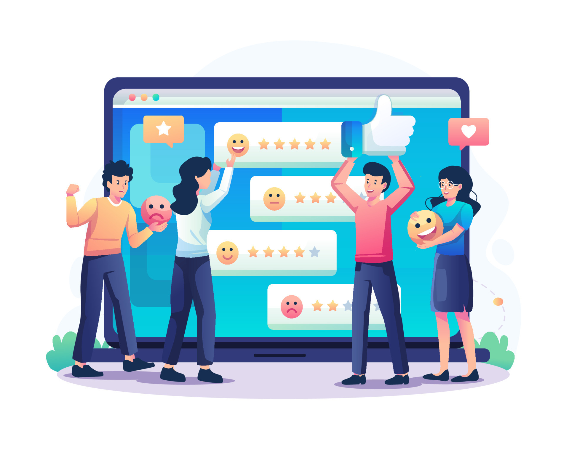 Customer Feedback With People Giving Star Ratings Clients Choose