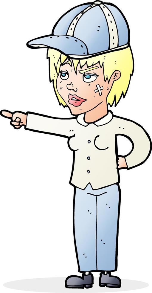 cartoon woman pointing 12335469 Vector Art at Vecteezy