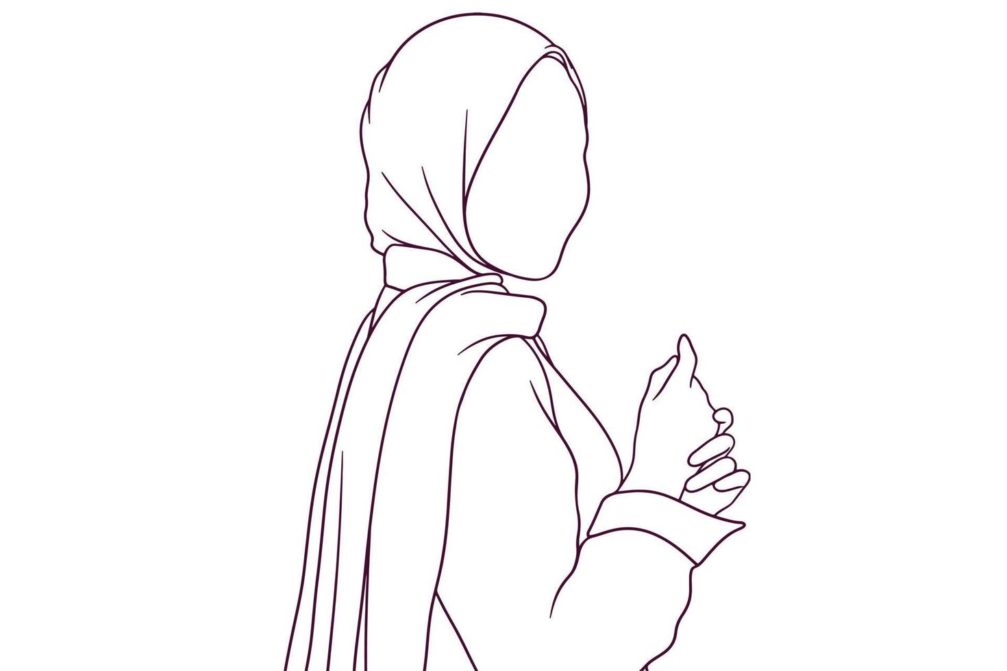 Beautiful Girl In Hijab Hand Drawn Style Vector Illustration 12342116 Vector Art At Vecteezy