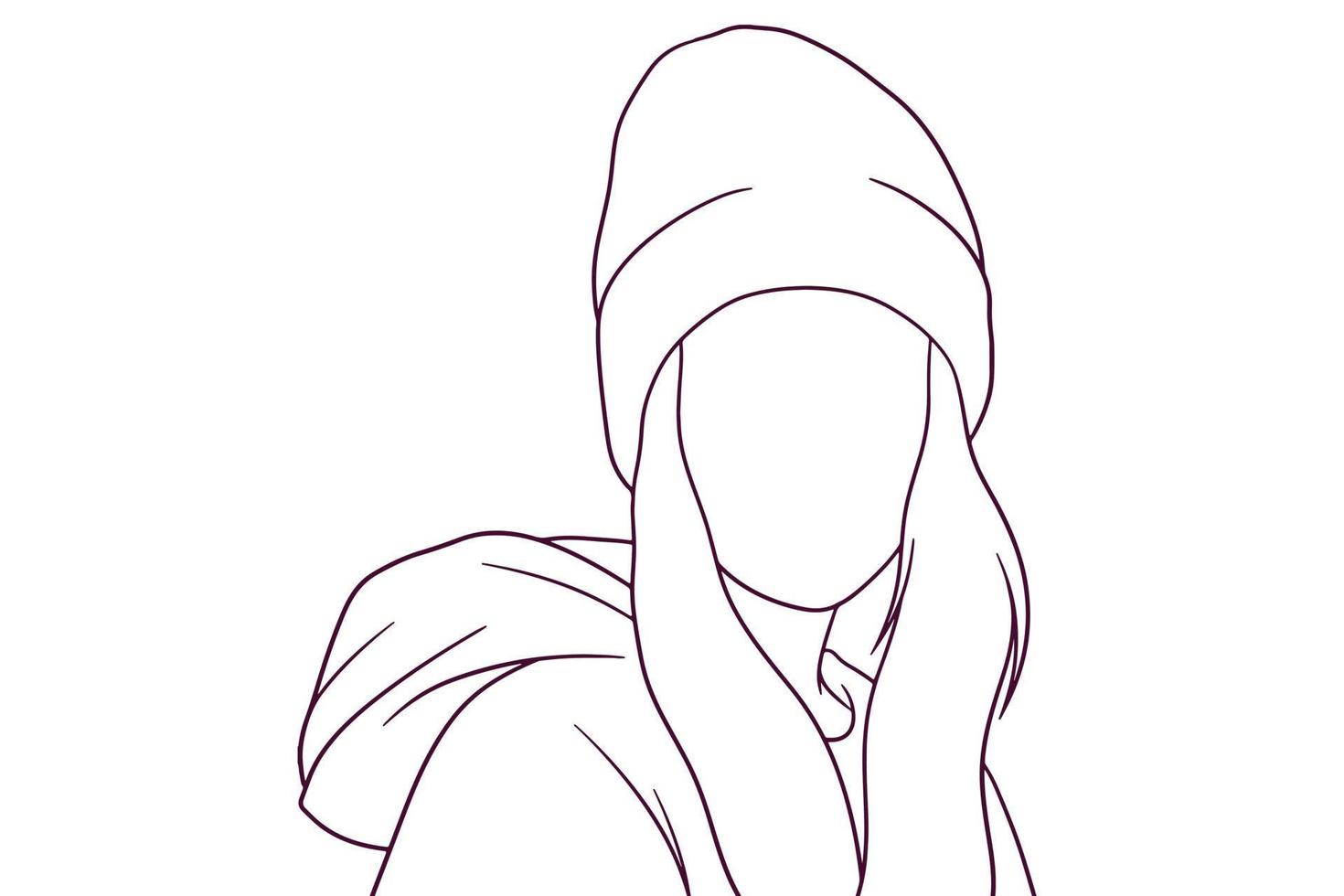 Young Girl With Hoodie Hand Drawn Style Vector Illustration 12342127 Vector Art At Vecteezy