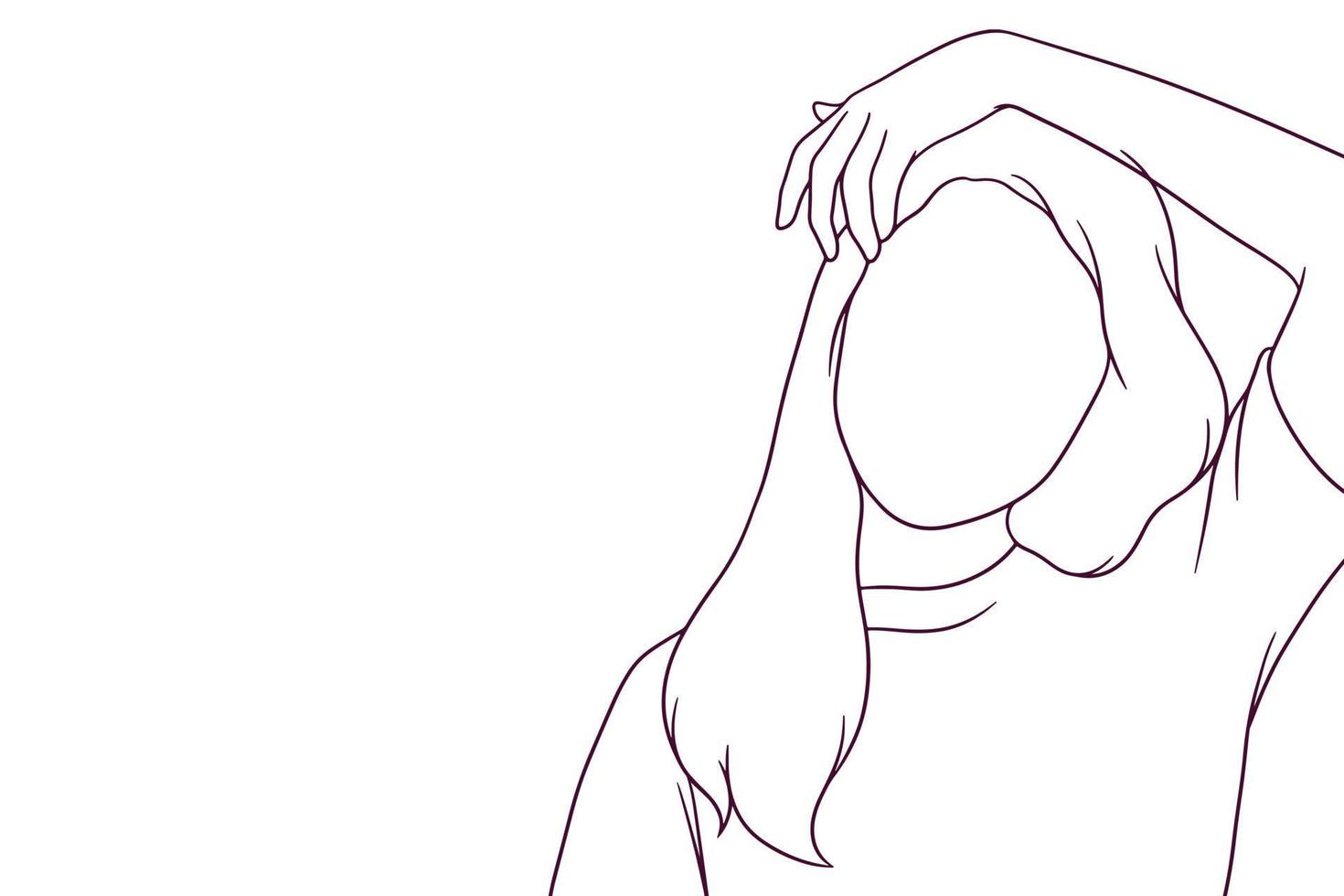 Girl Raise Hand And Hold Her Head Hand Drawn Style Vector Illustration 12342130 Vector Art At