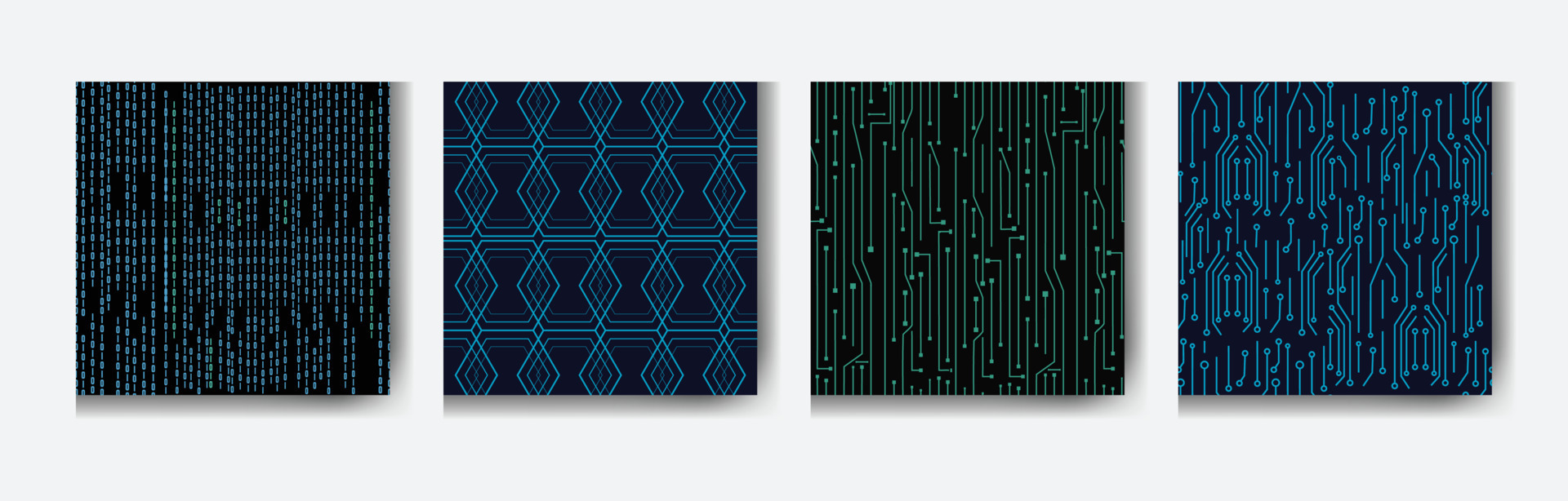 Set of seamless circuit cyber patterns. Collection of digital high tech ...