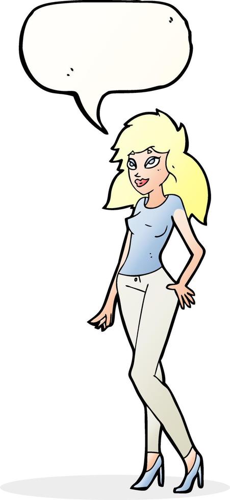 Cartoon Pretty Woman With Speech Bubble 12349566 Vector Art At Vecteezy