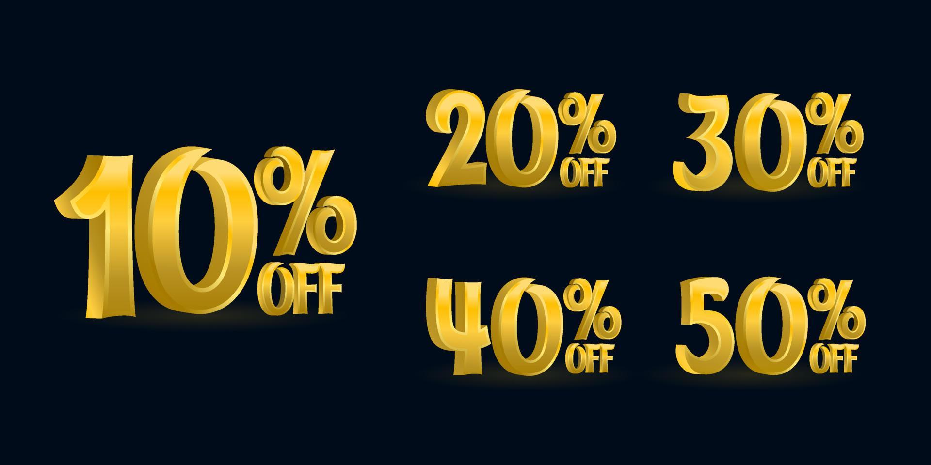 Collection Of Shiny Gold Discount Numbers Percent Off Isolated Dark