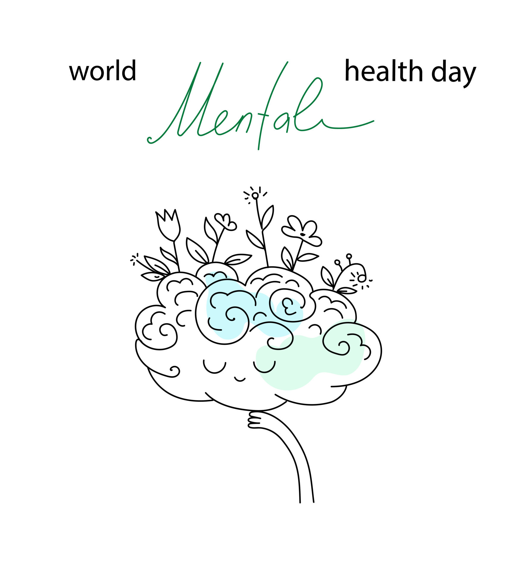 Vector world mental health day poster doodle hand drawn style ... Vector world mental health day poster doodle hand drawn style ...
