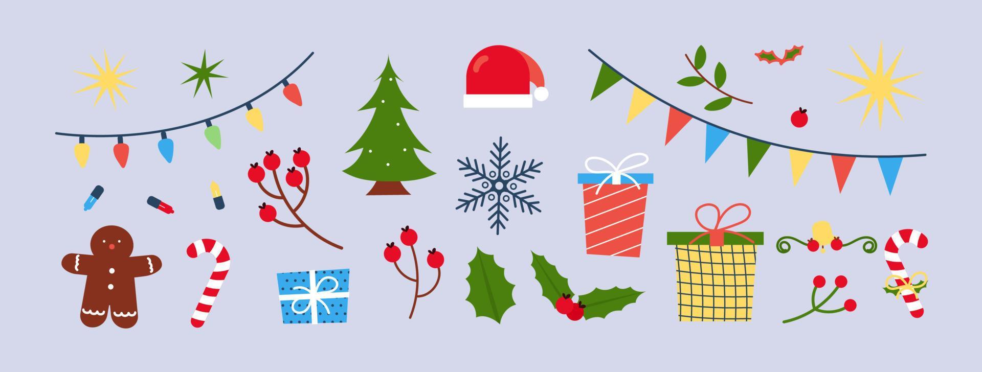 Christmas collection element with traditional Christmas symbols and ...