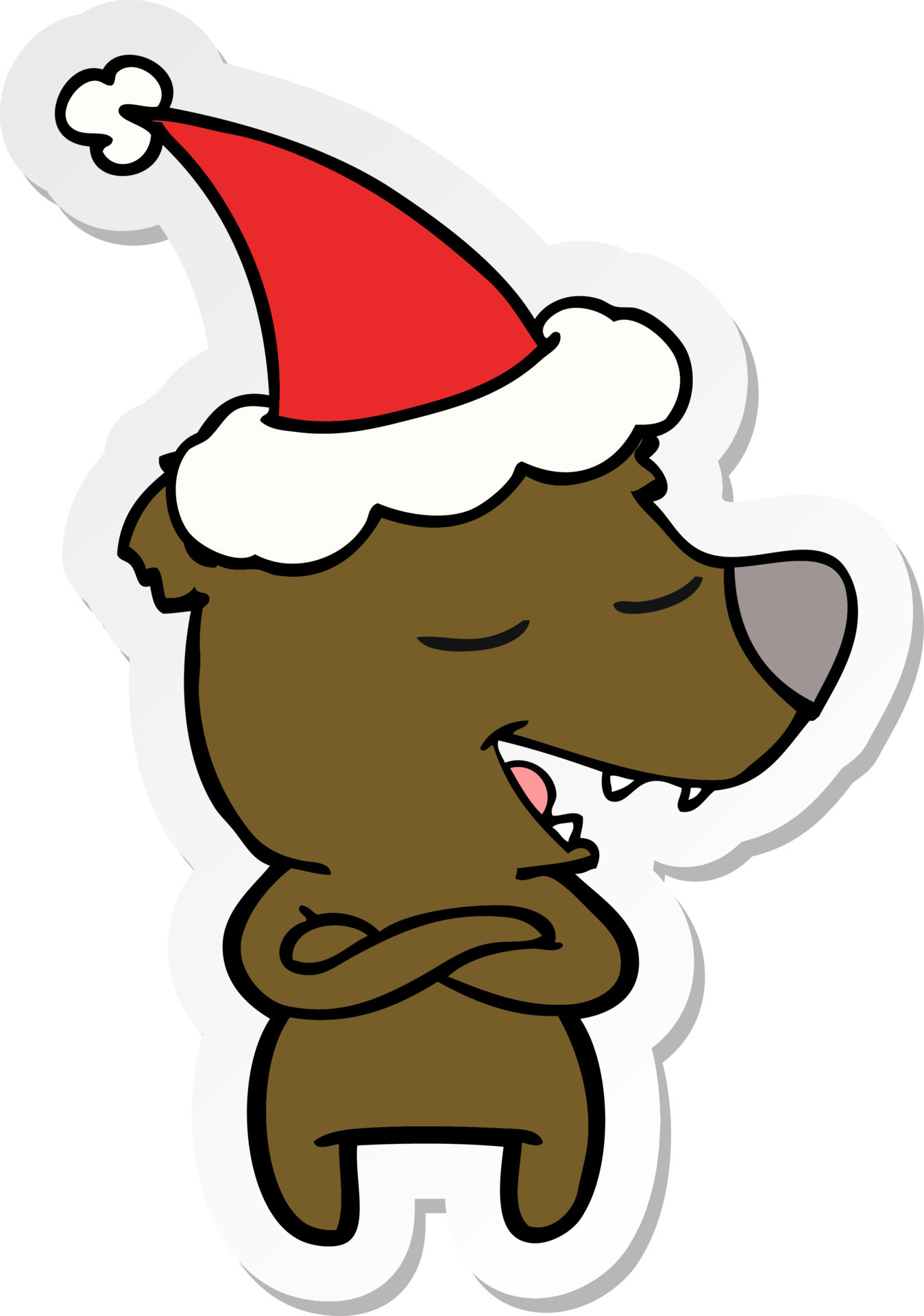Sticker Cartoon Of A Bear Wearing Santa Hat 12356577 Vector Art At Vecteezy
