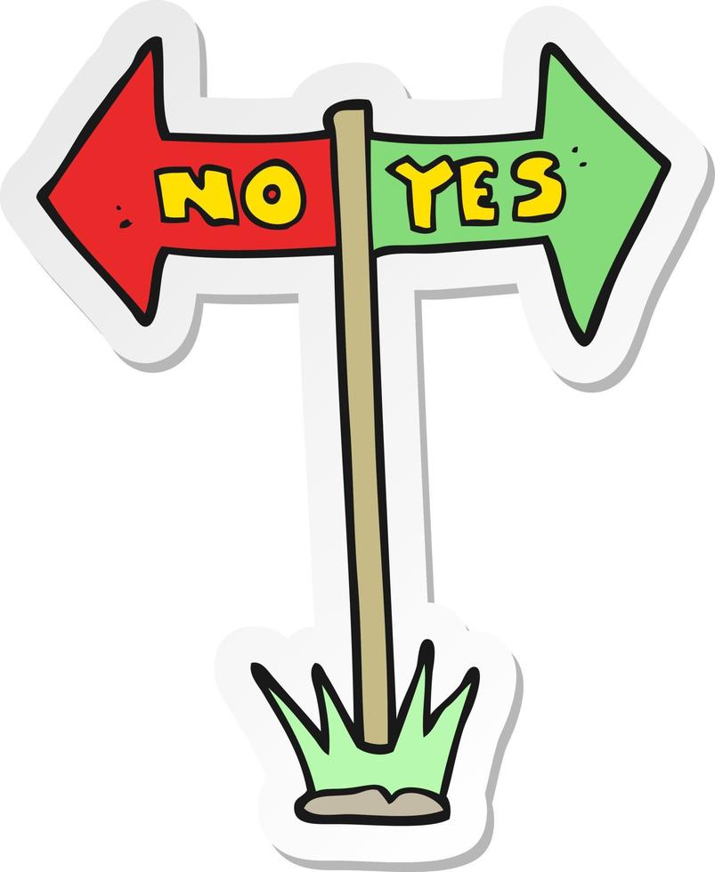 Sticker Of A Cartoon Yes And No Sign 12359095 Vector Art At Vecteezy