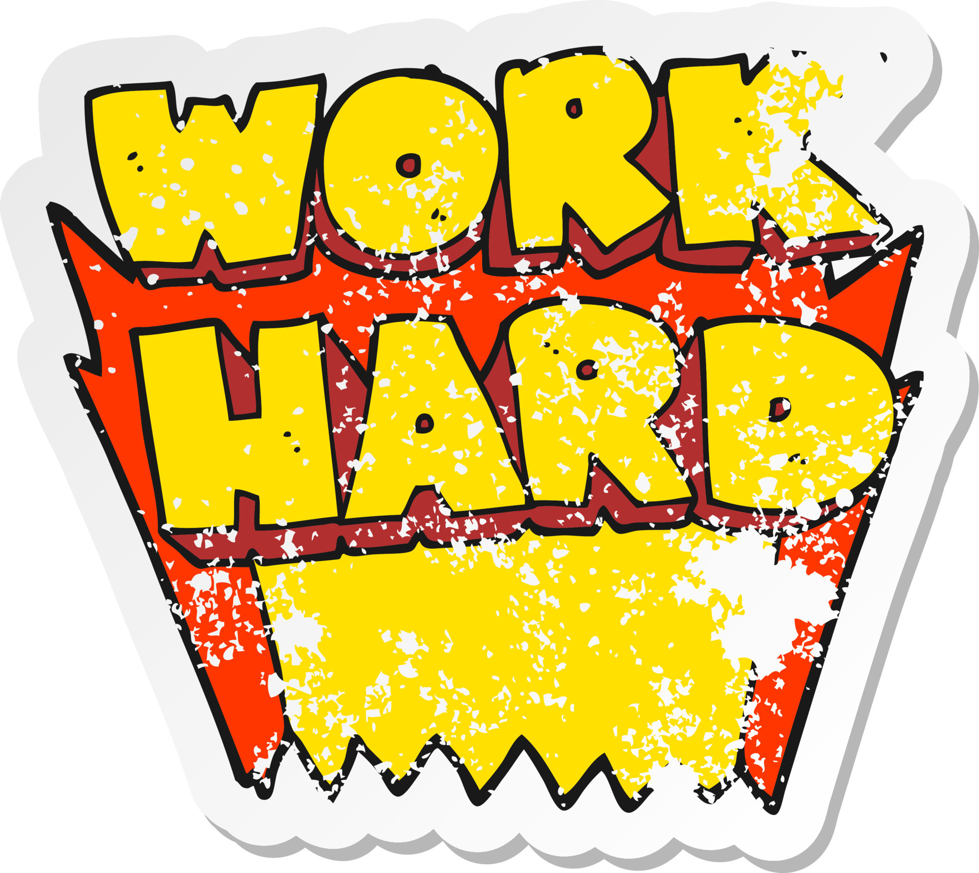 retro distressed sticker of a cartoon work hard symbol 12360754 Vector ... retro distressed sticker of a cartoon work hard symbol 12360754 Vector ...