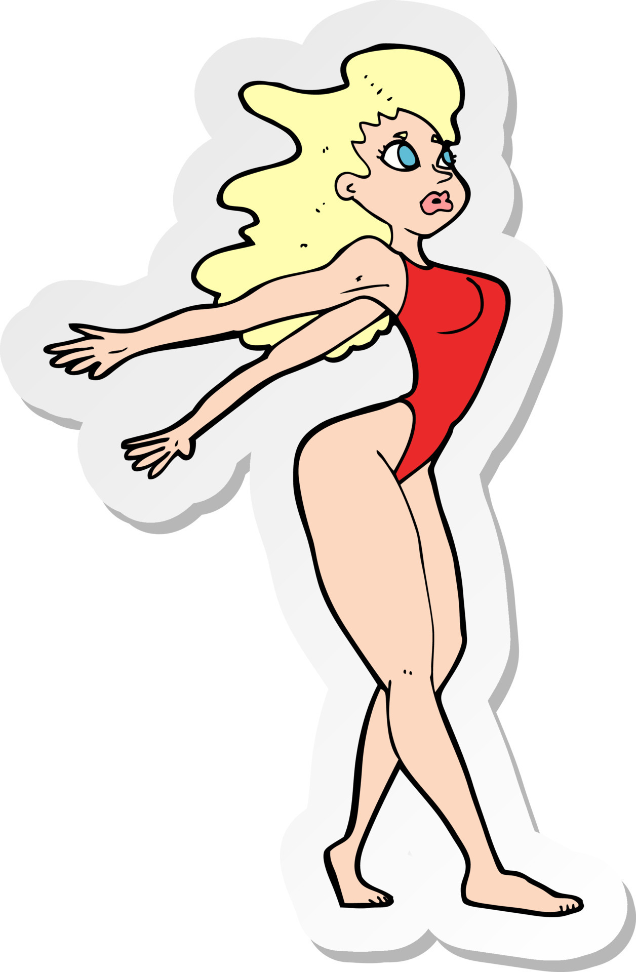 Sticker Of A Cartoon Sexy Woman In Swimsuit 12361412 Vector Art At Vecteezy