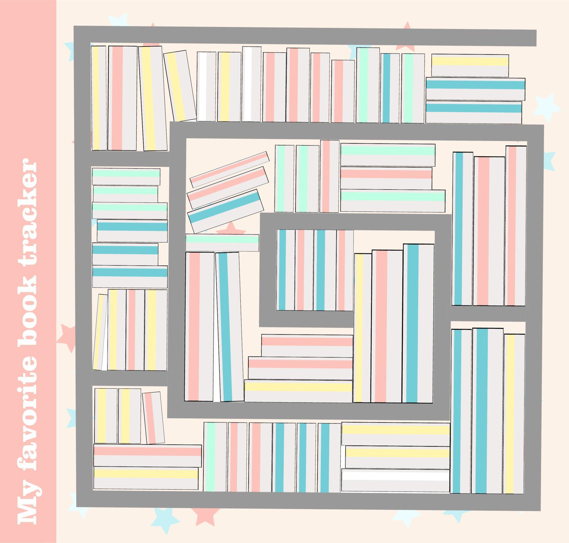 Reading tracker. Literature and library. Shelf with books. HABIT ...