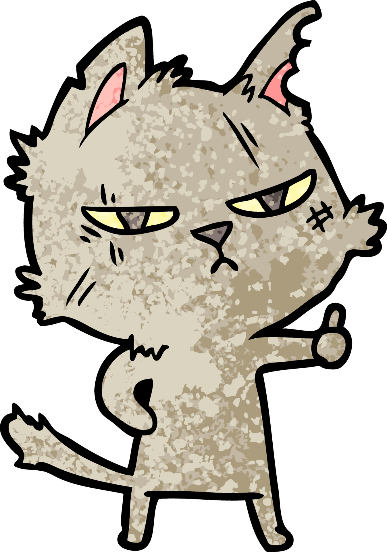 Tough Cartoon Cat Giving Thumbs Up Symbol 12371721 Vector Art At Vecteezy