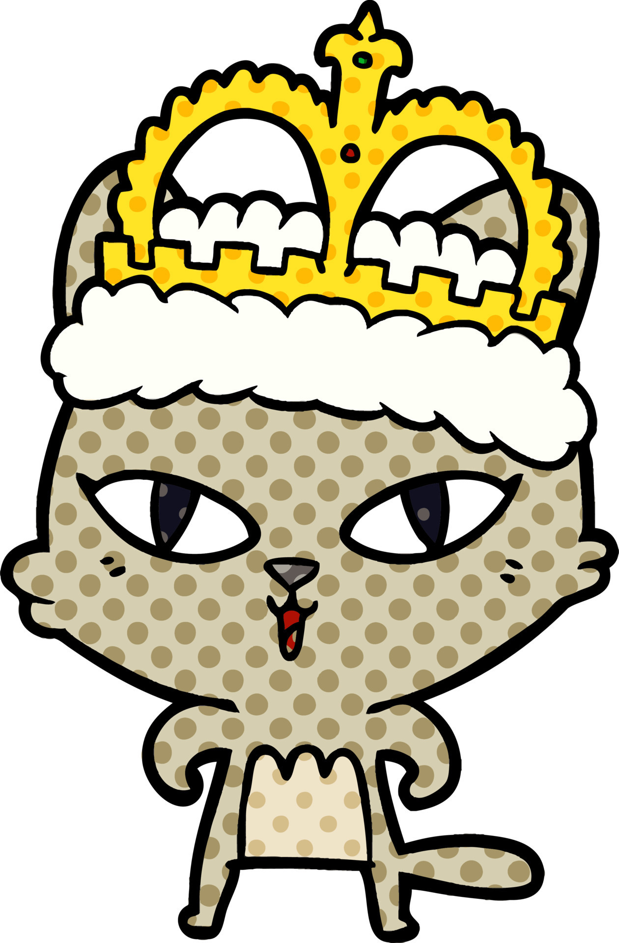 Cartoon Cat Wearing Crown 12373984 Vector Art At Vecteezy
