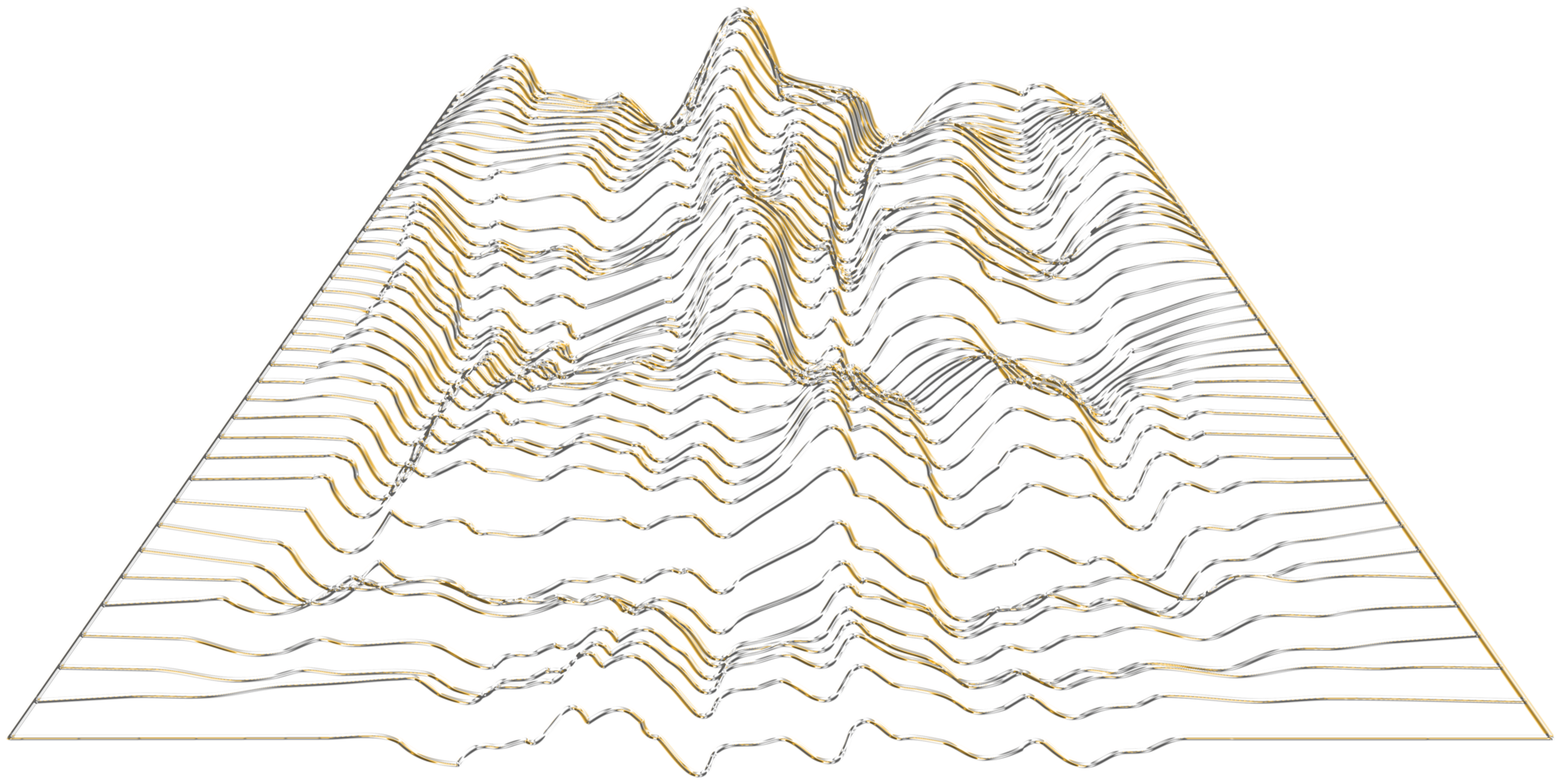 Abstract 3d rendering of gold sphere with chaotic structure. Futuristic ...