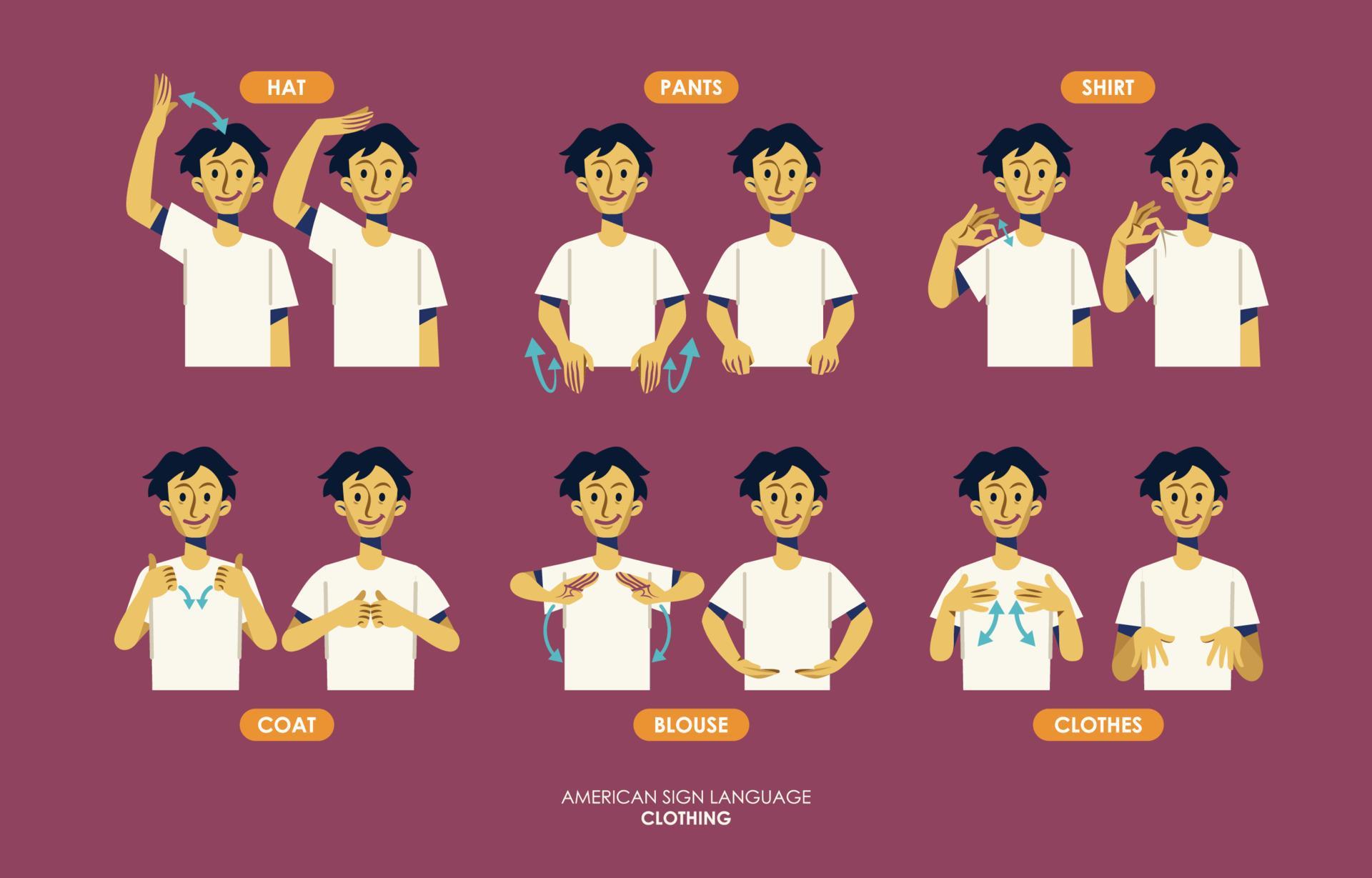 American Sign Language Clothing Set 12377172 Vector Art at Vecteezy