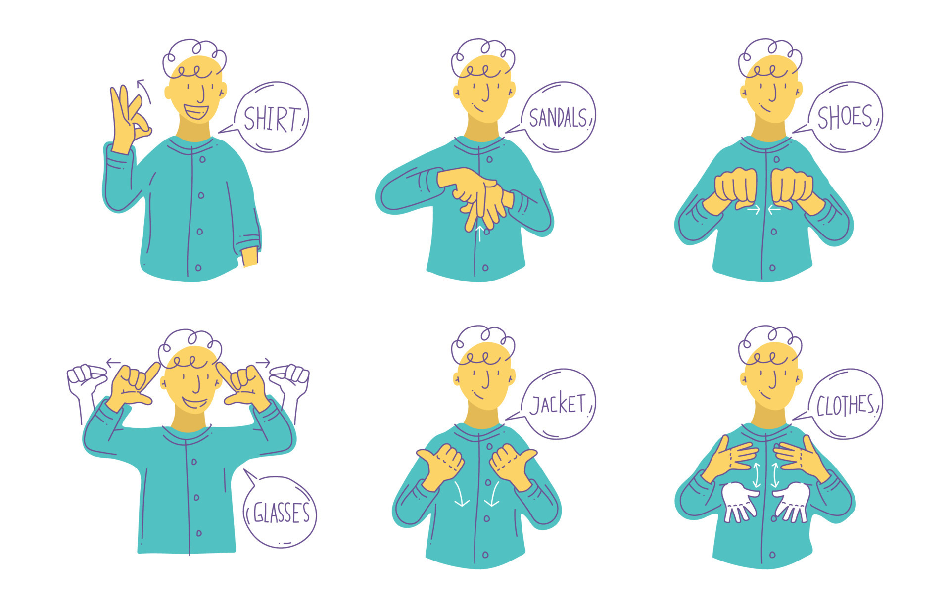 Doodle Character Sign Language Clothing Illustration 12378342 Vector ...