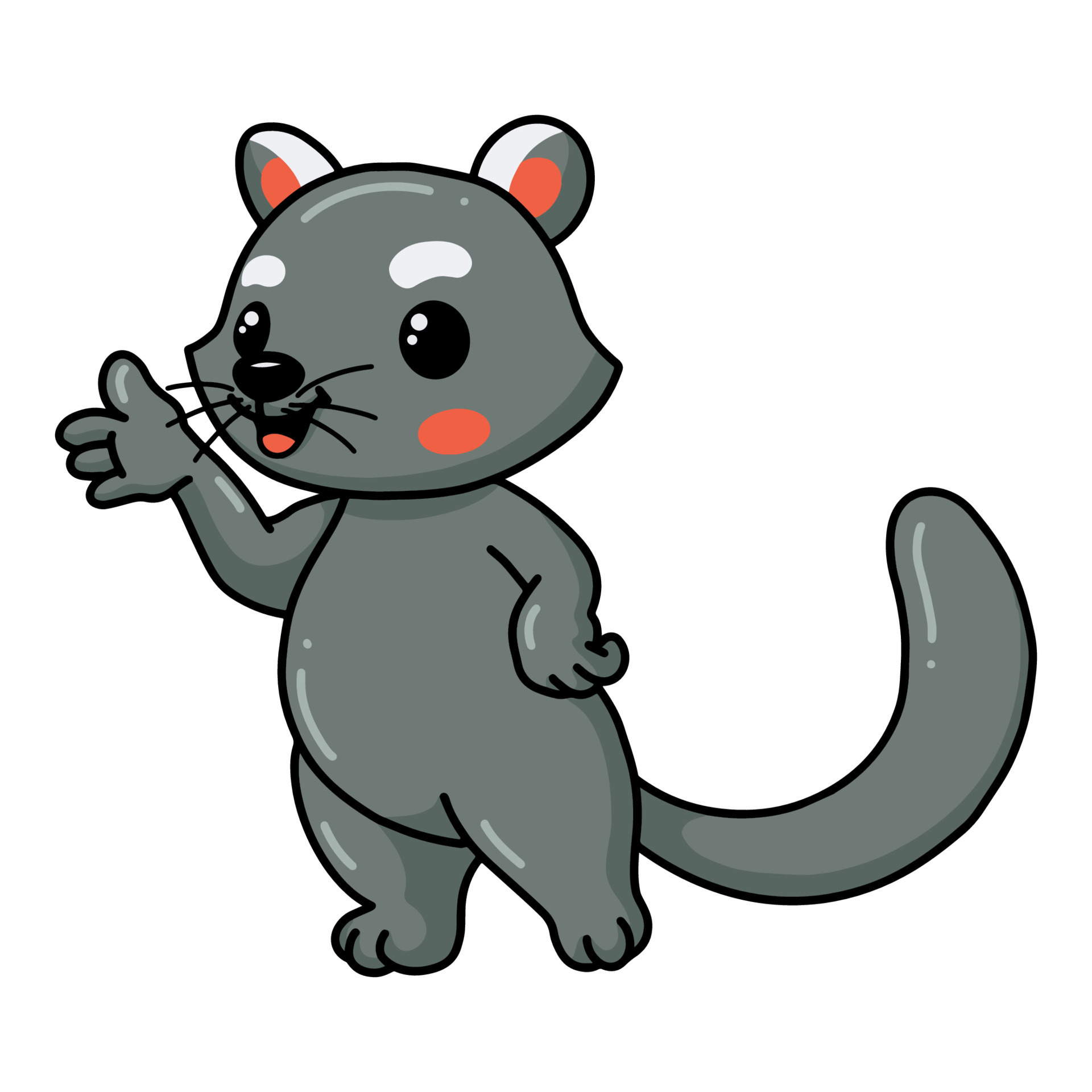 Cute little bearcat cartoon waving hand 12378364 Vector Art at Vecteezy