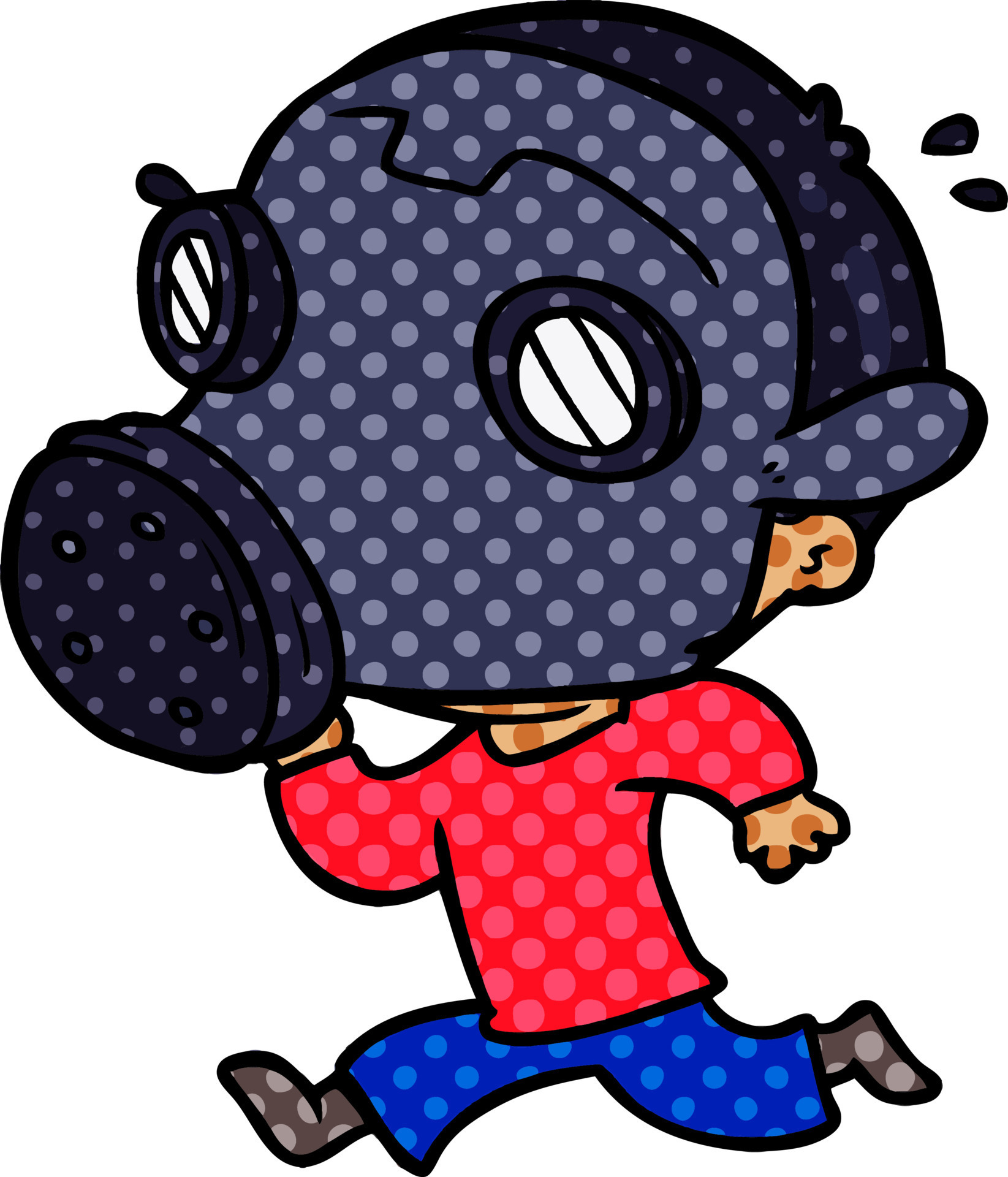 Cartoon Man Wearing Gas Mask 12385191 Vector Art At Vecteezy