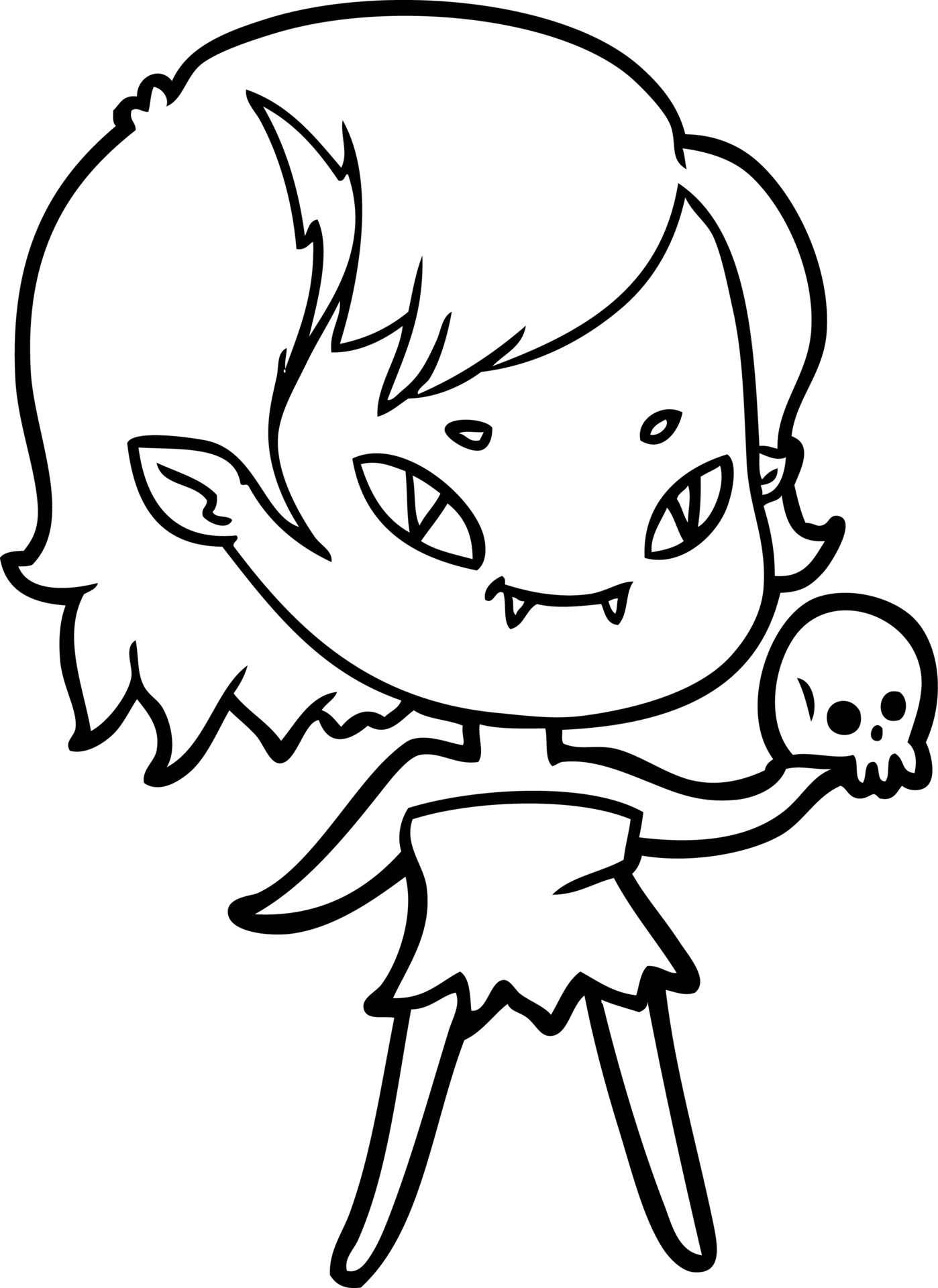Cartoon Friendly Vampire Girl With Skull 12385361 Vector Art At Vecteezy