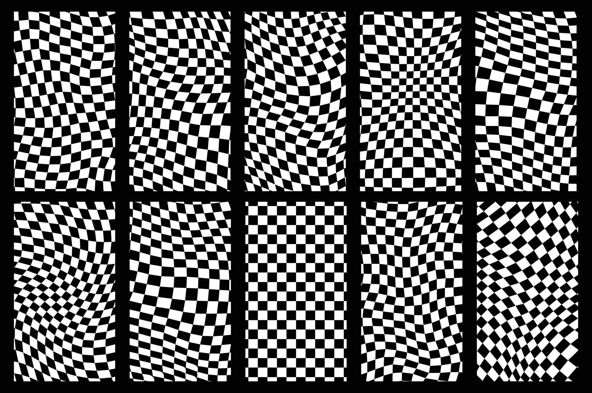 Groovy retro pattern background in psychedelic checkered backdrop style. A chessboard in a ...