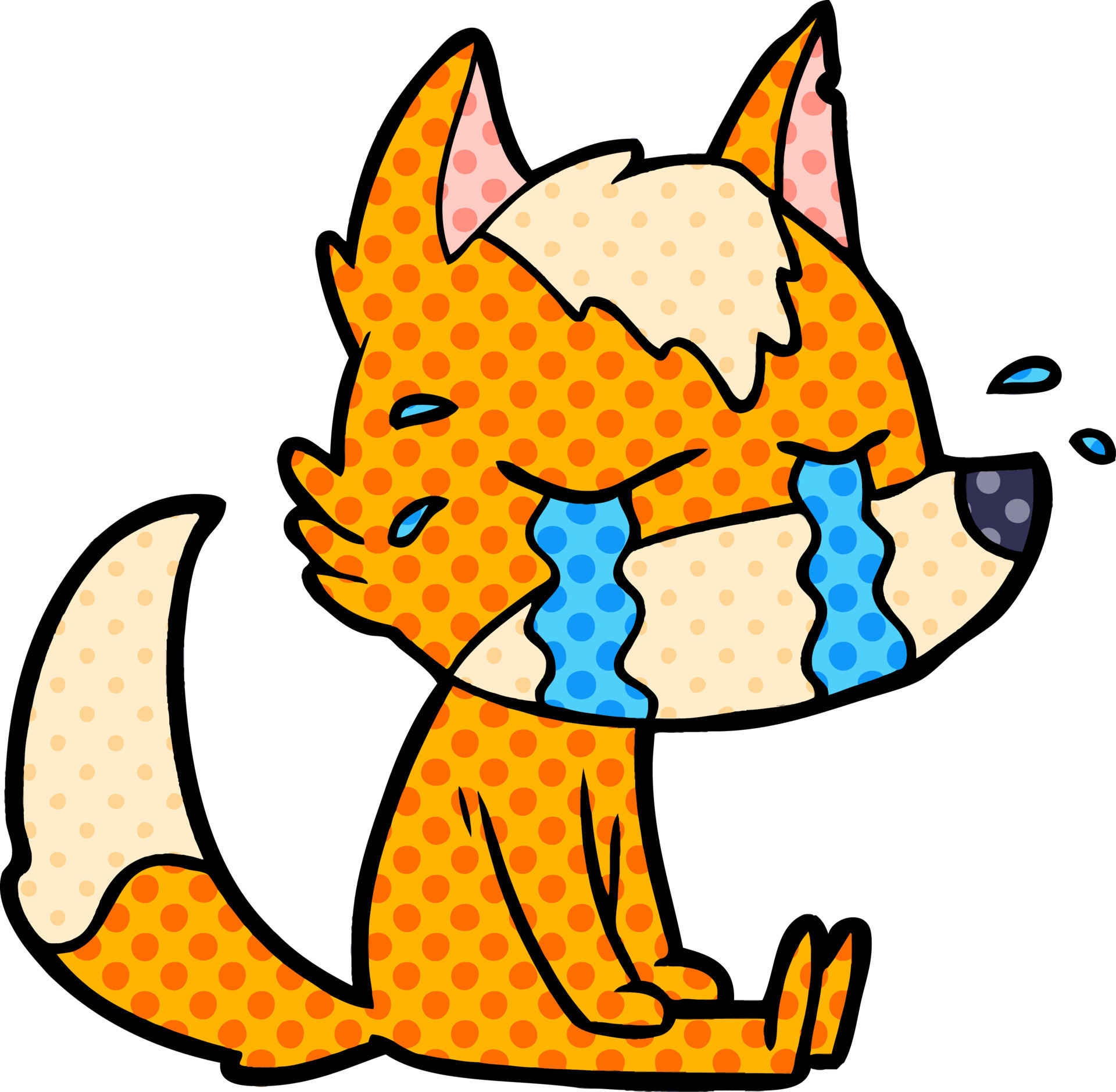 Sad Little Fox Cartoon Character 12395165 Vector Art At Vecteezy