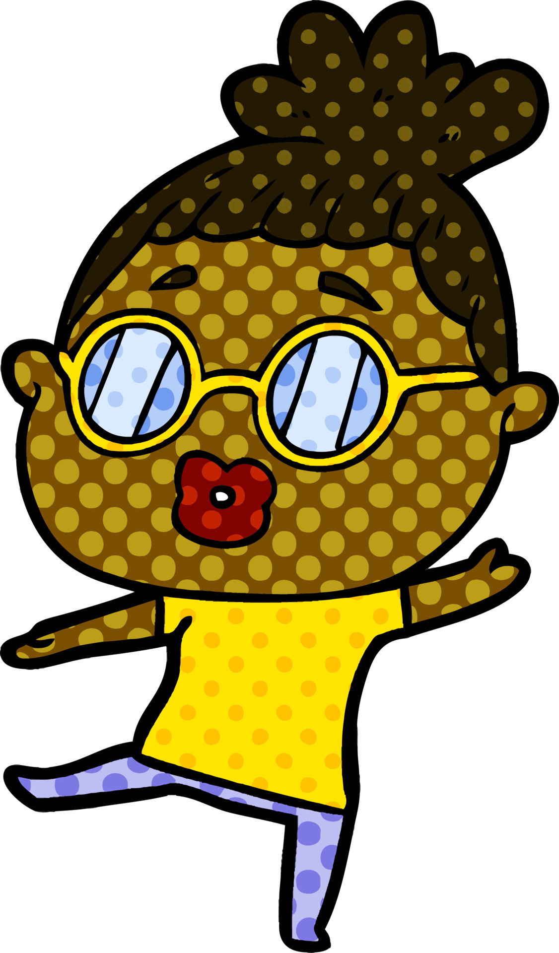 cartoon woman dancing wearing spectacles 12401983 Vector Art at Vecteezy