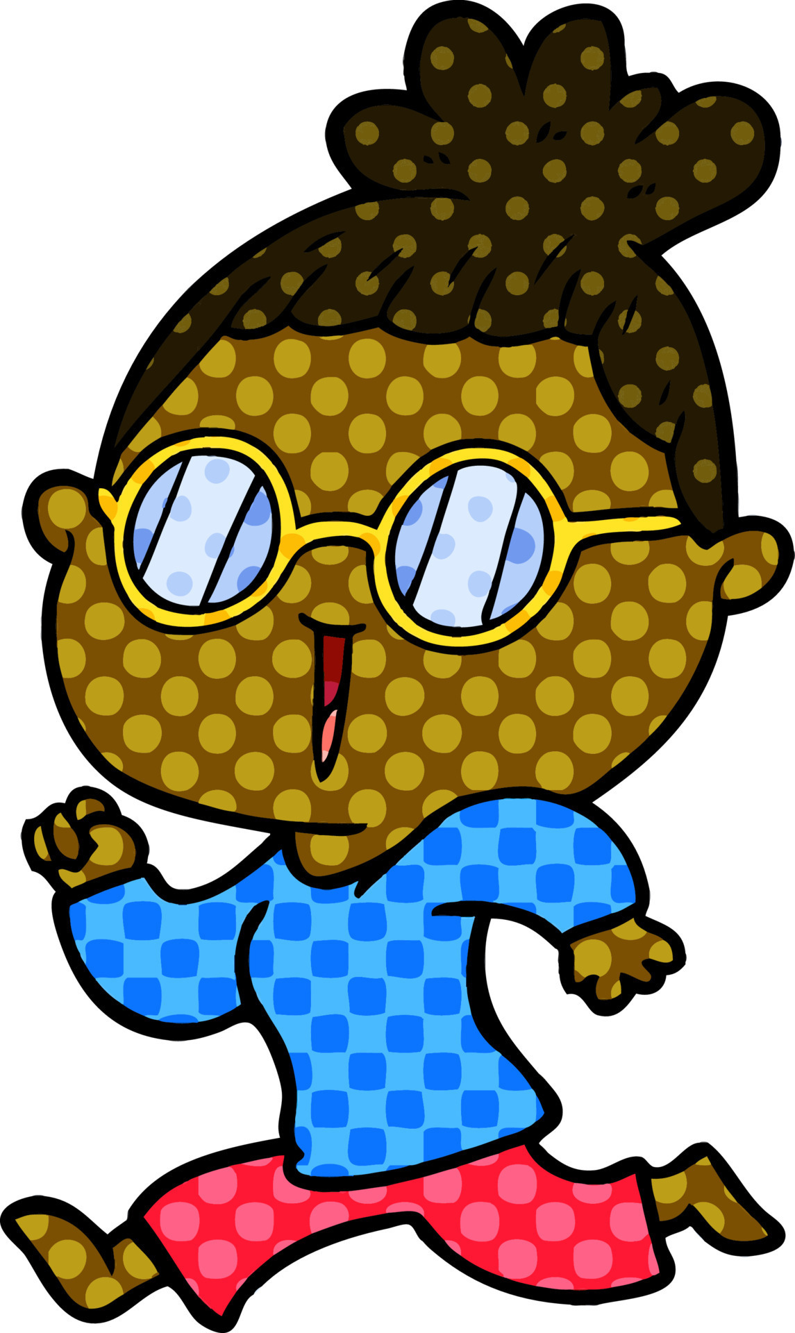 cartoon running woman wearing spectacles 12403110 Vector Art at Vecteezy