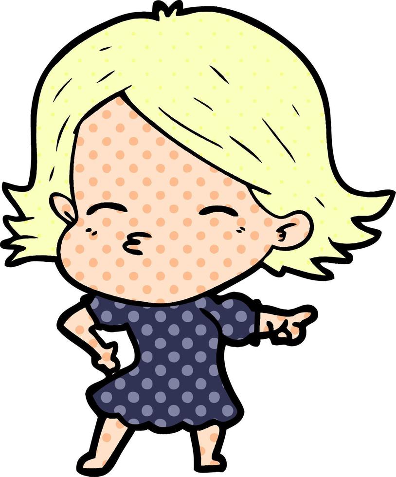 cartoon woman pointing 12403143 Vector Art at Vecteezy