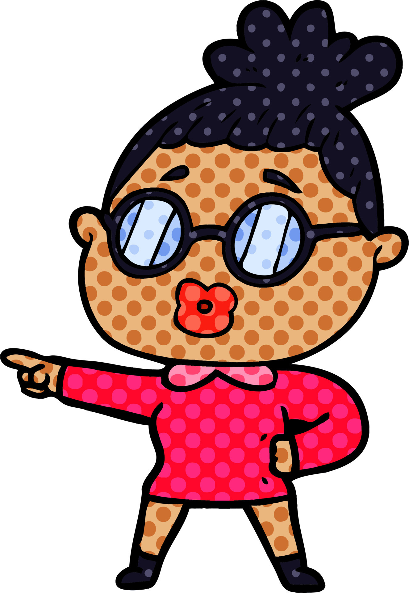 cartoon pointing woman wearing spectacles 12403740 Vector Art at Vecteezy