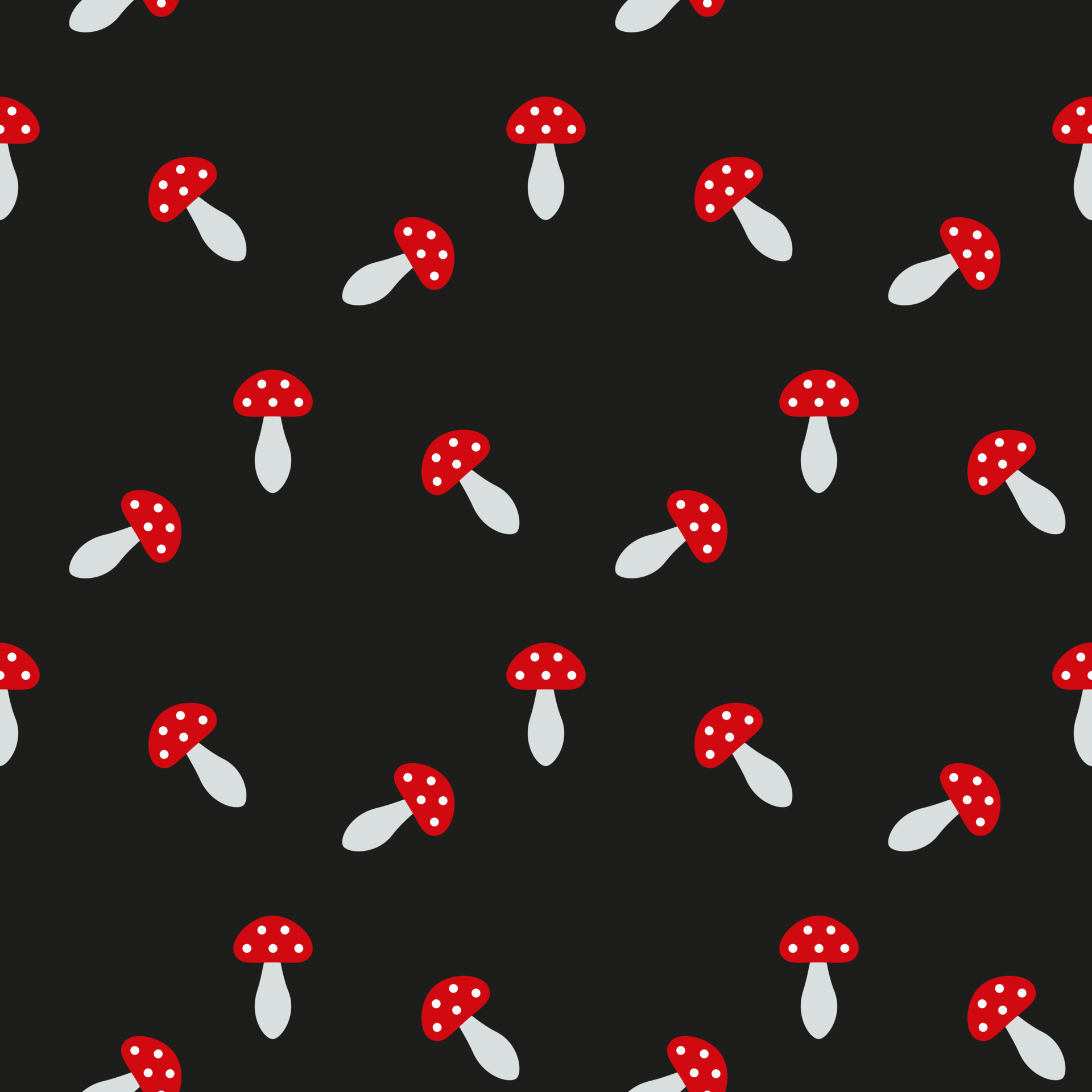 Seamless Pattern With Amanita Muscaria On Black Background Vector