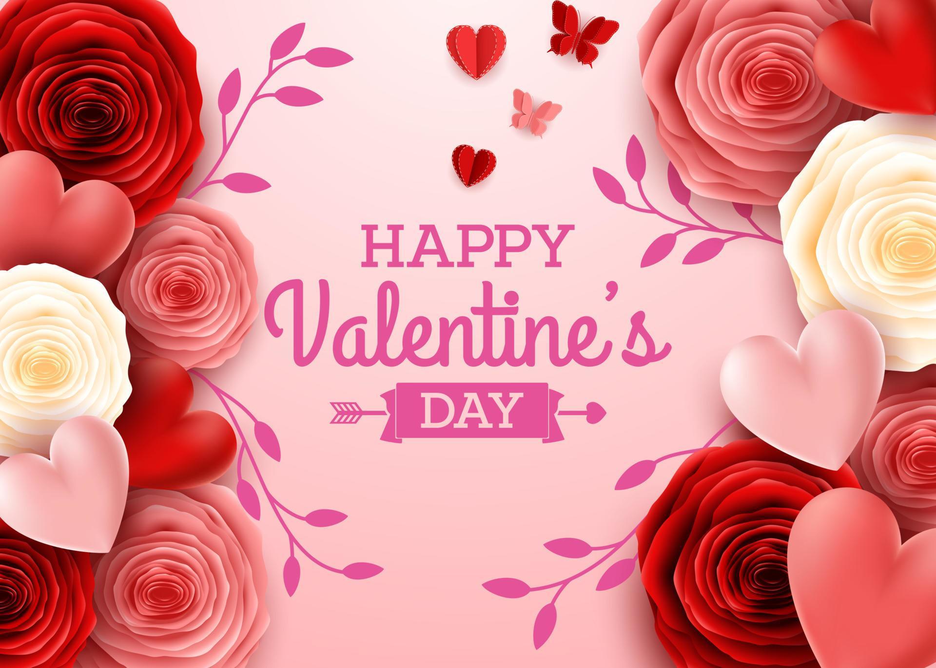 Valentines day greeting card with rose flower and hearts background 12407193 Vector Art at Vecteezy