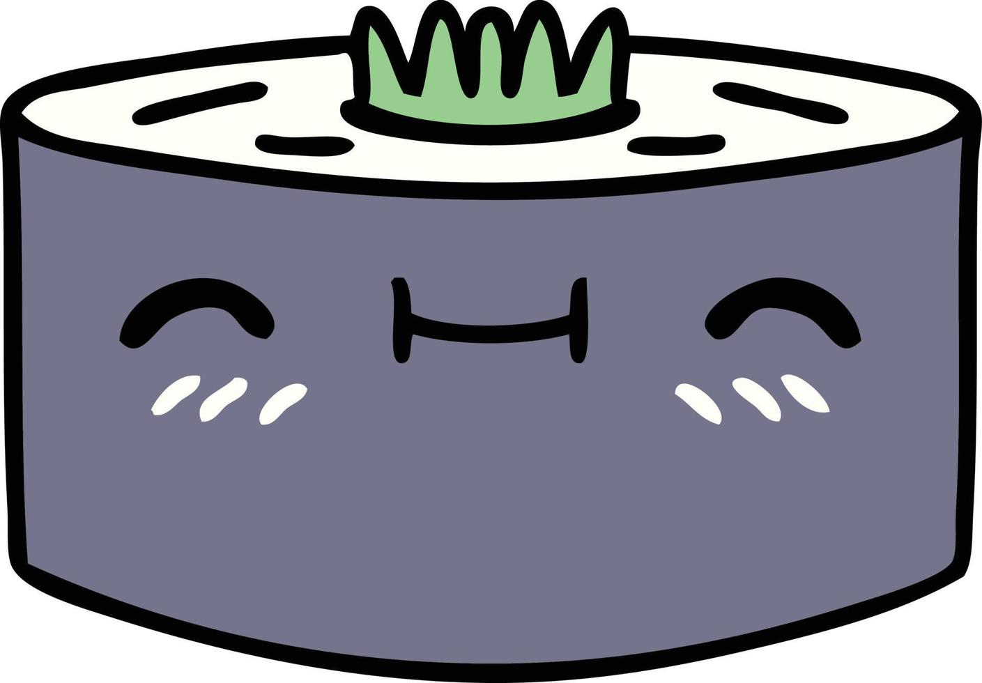Cartoon Of A Happy Sushi Roll 12411003 Vector Art At Vecteezy
