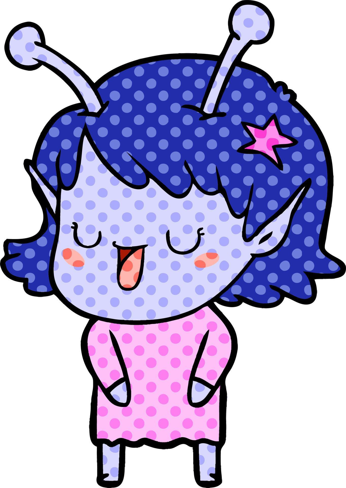 Happy Alien Girl Cartoon 12412122 Vector Art At Vecteezy