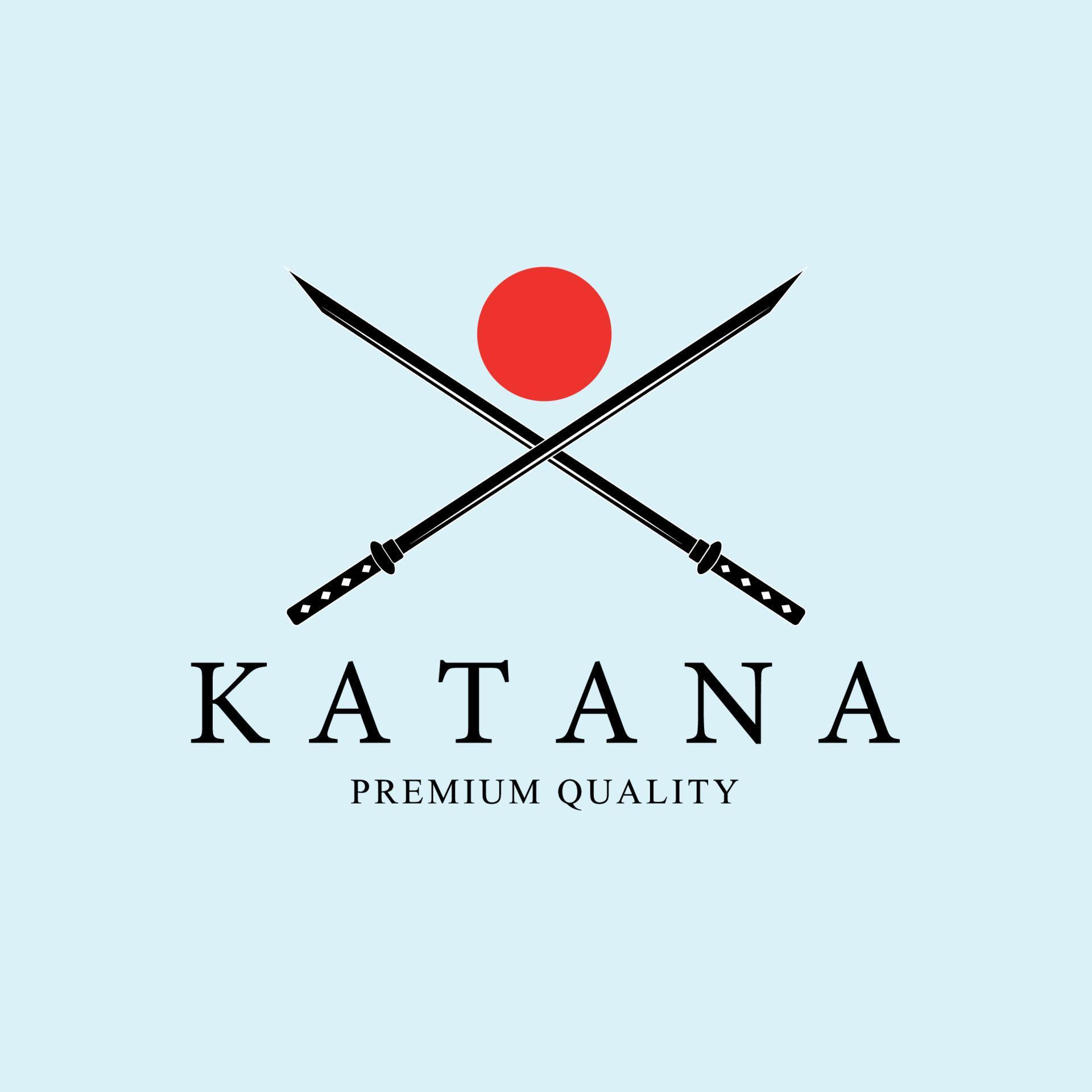 logotipo de arte de línea de espada katana, icono y símbolo, diseño de ilustración vectorial ...