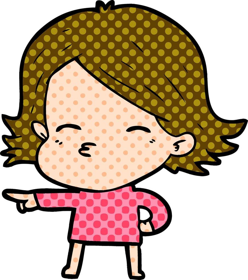 cartoon woman pointing 12418782 Vector Art at Vecteezy