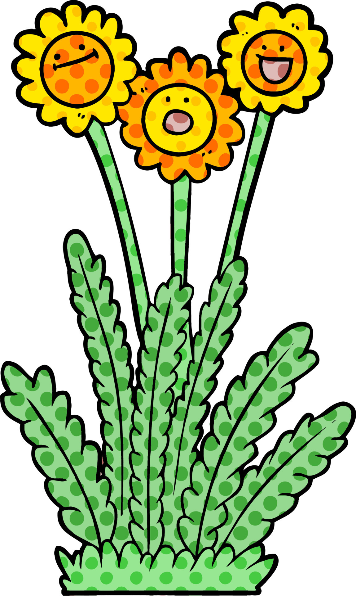 cartoon happy flowers 12419463 Vector Art at Vecteezy