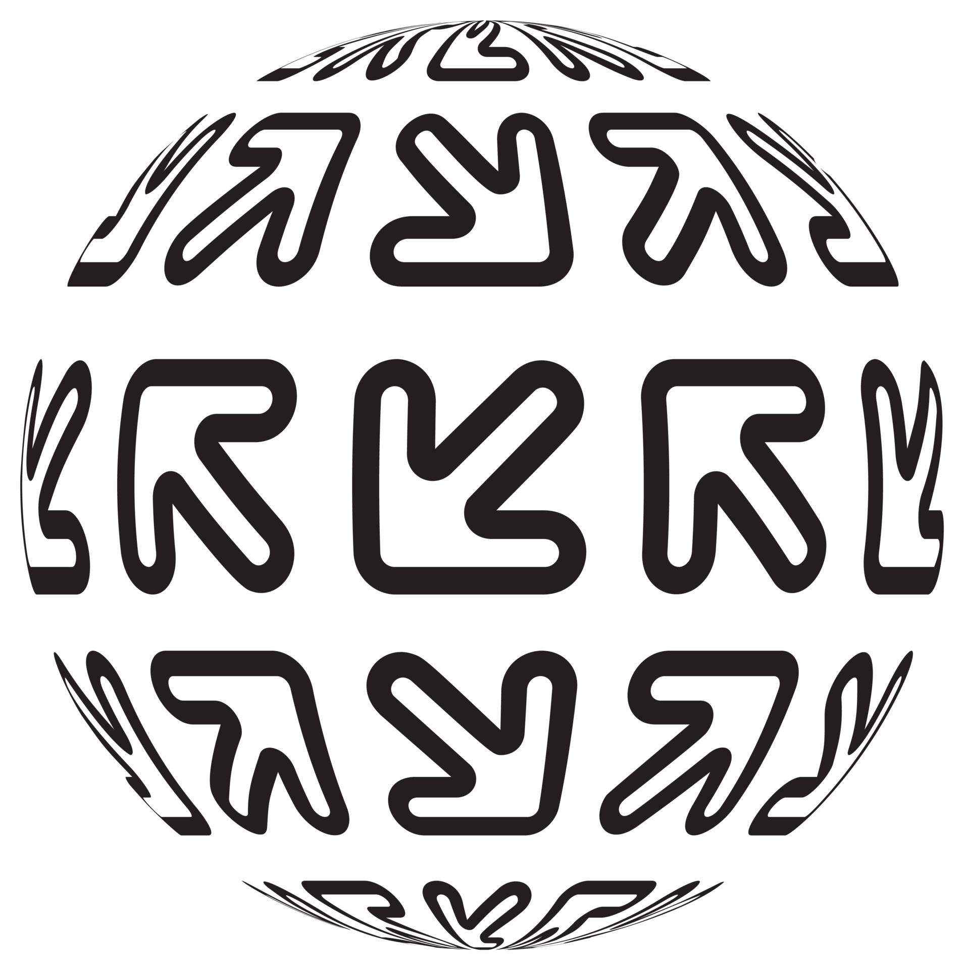 Abstract Patterned Sphere Design Element In Black Color Png With
