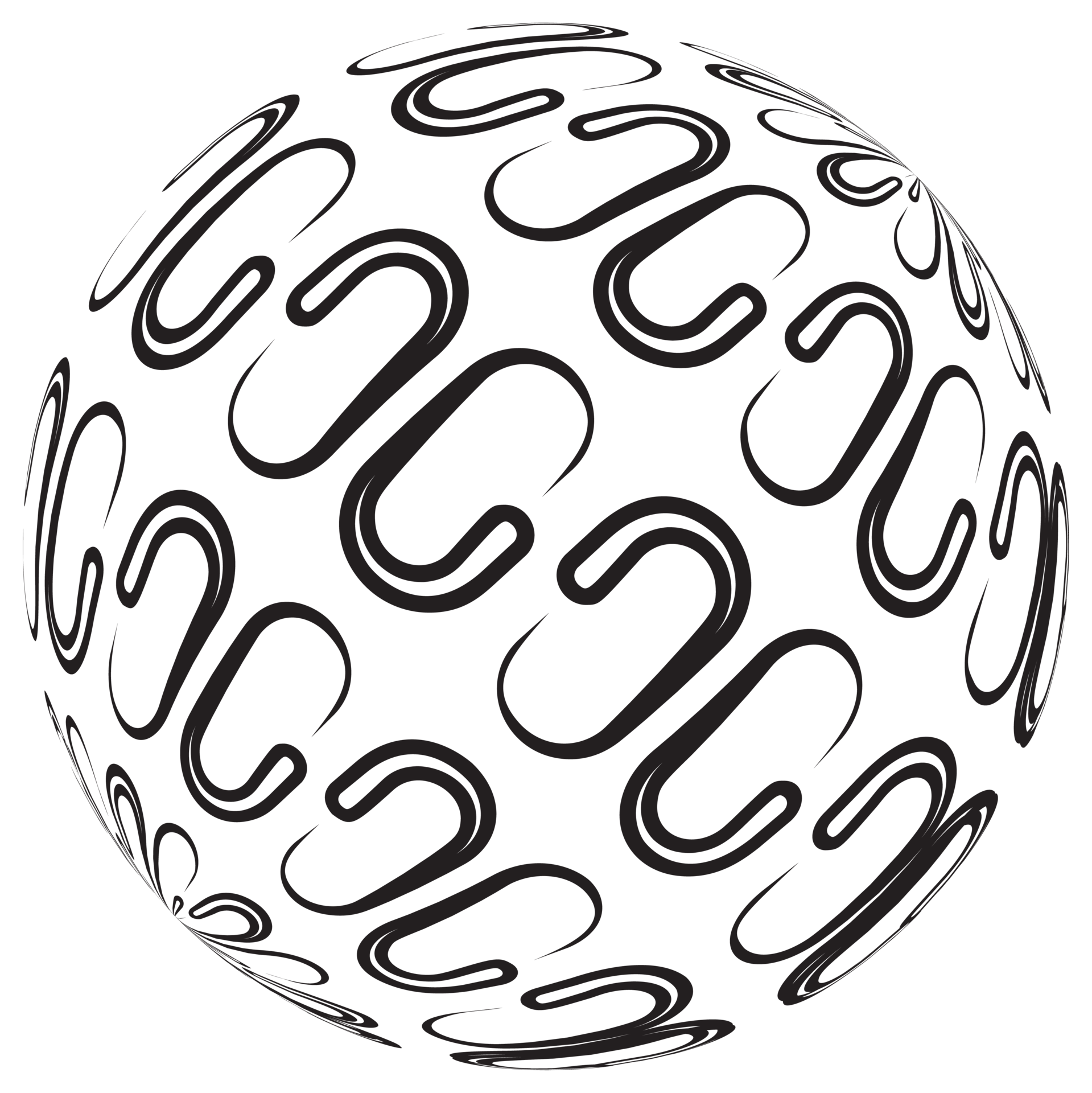 Abstract Patterned Sphere Design Element In Black Color Png With