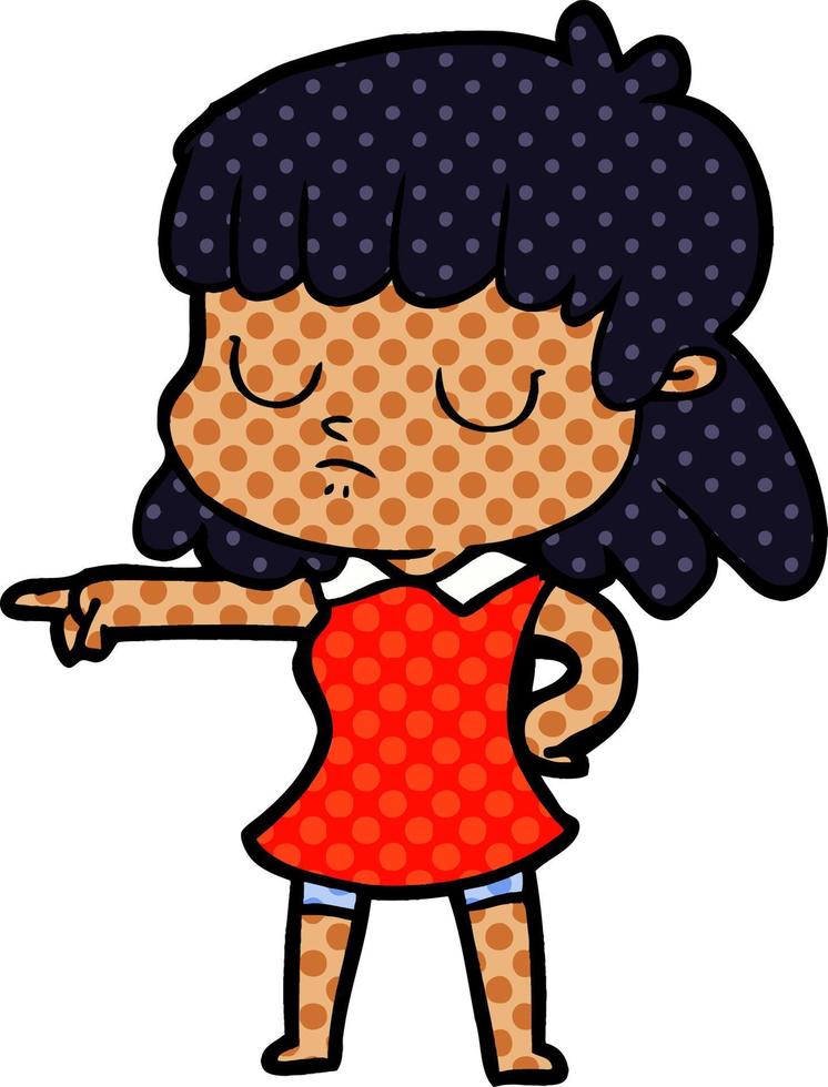 cartoon indifferent woman pointing 12422330 Vector Art at Vecteezy